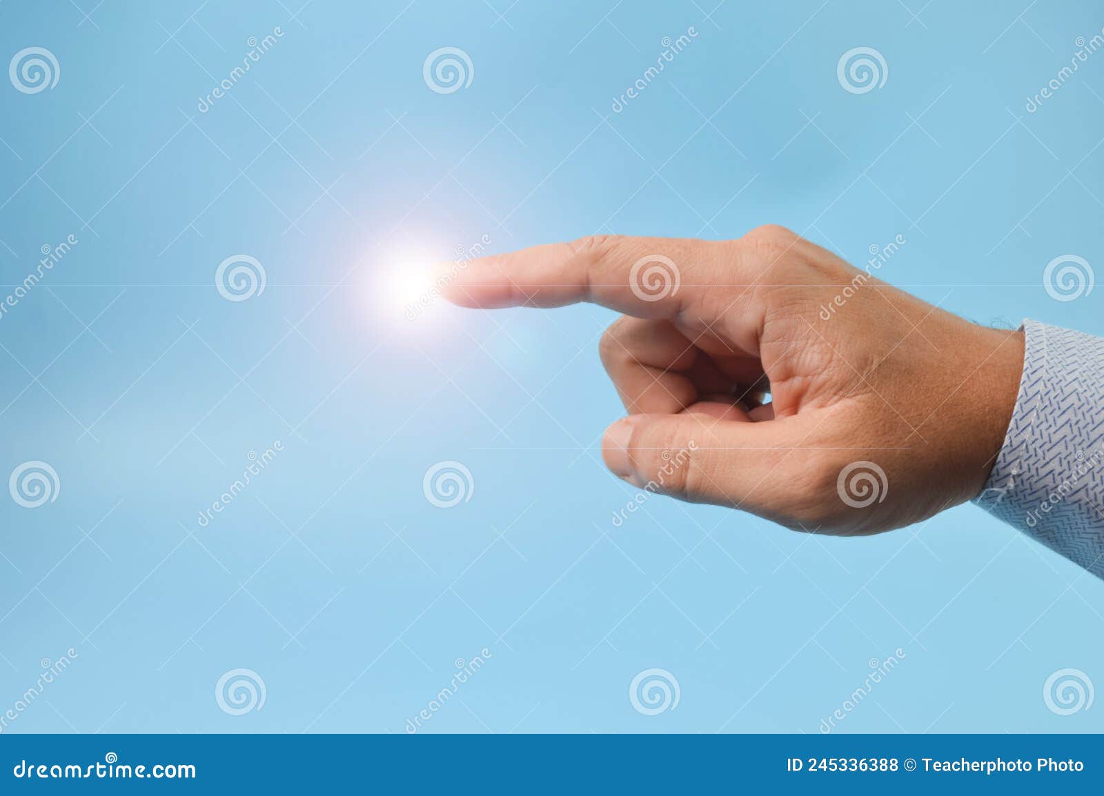 Man Finger Pointing with Light. Innovation and Technology Concept Stock ...