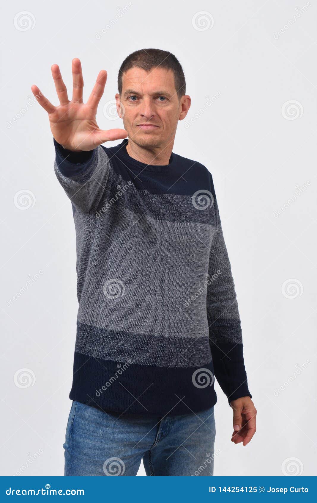 Man with Finger in the Shape of Number Five Stock Image - Image of ...
