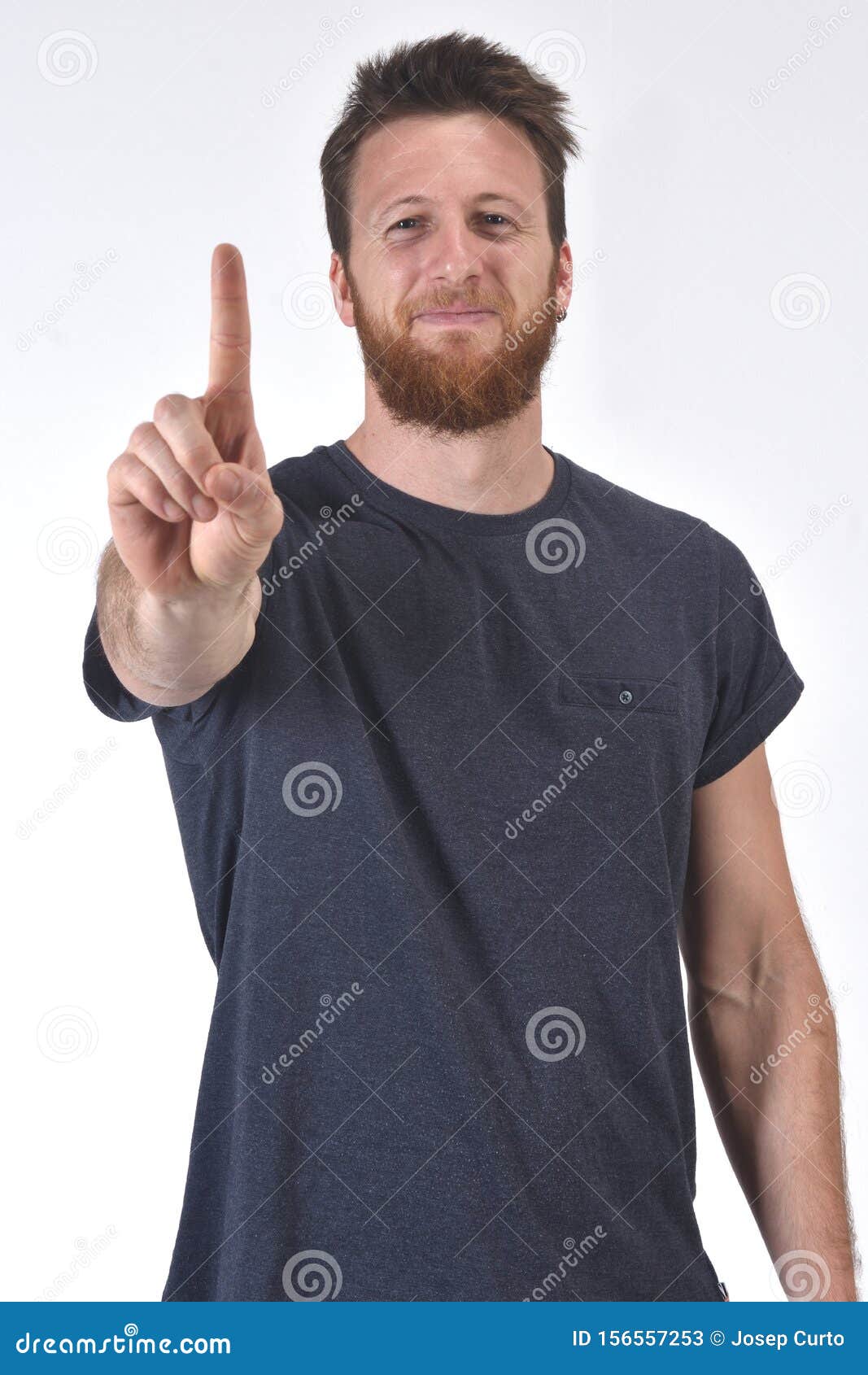 Man with Finger in the Shape of Number Stock Image - Image of caucasian ...
