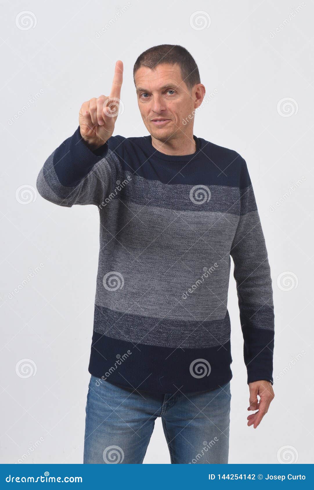 Man with Finger in the Shape of Number One Stock Photo - Image of ...