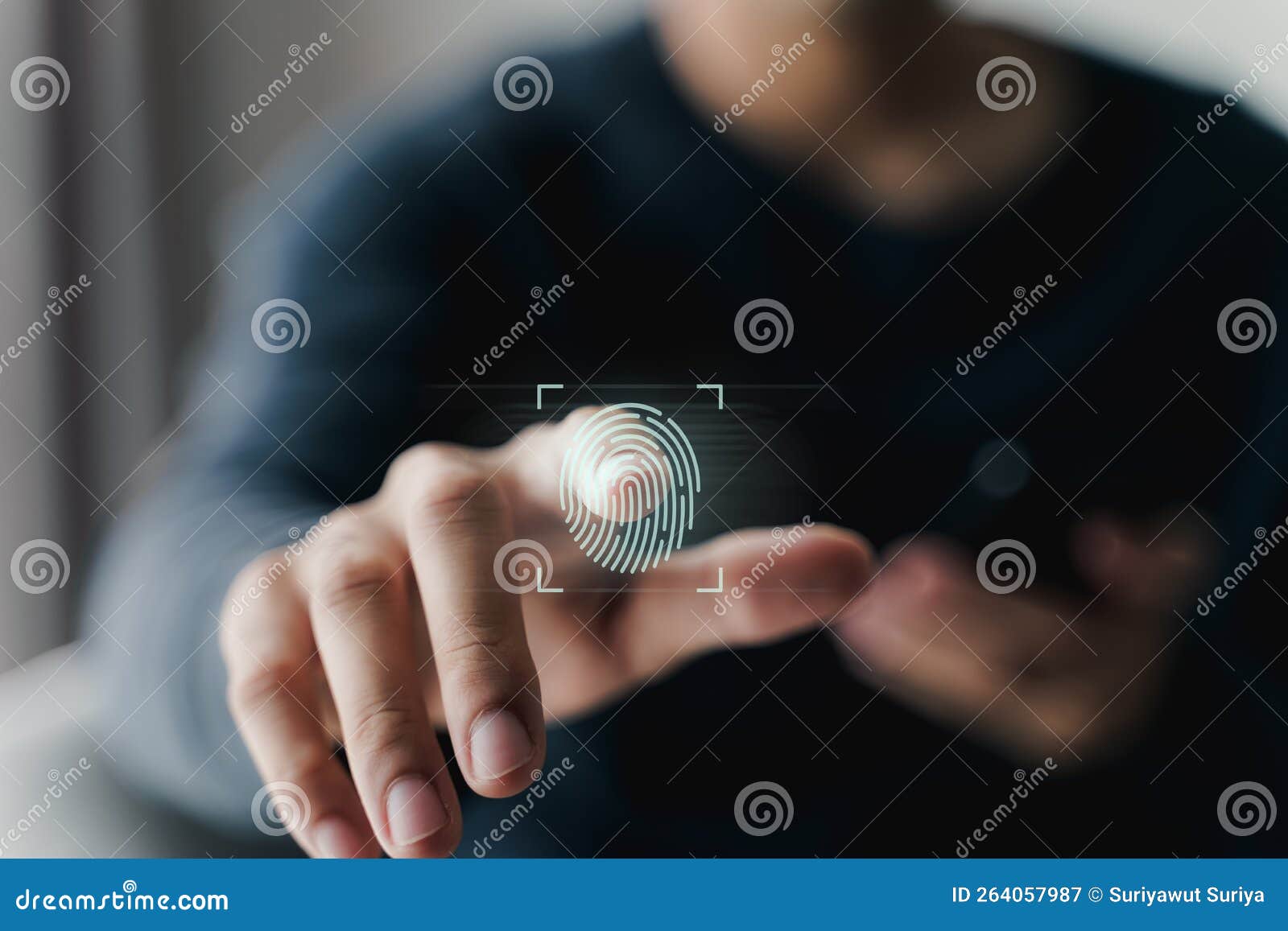 Man Fingerprint Scanning And Biometric Authentication Cybersecurity