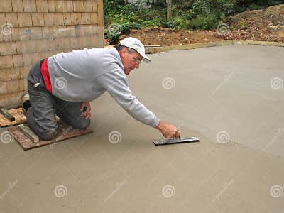 Man Finishing Concrete Slab Stock Image - Image of floor, texture: 6847223