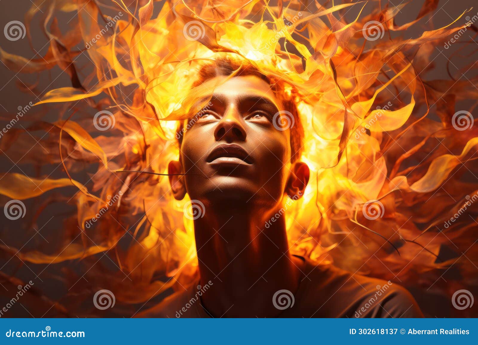 A Man with Fire Coming Out of His Head Stock Illustration ...