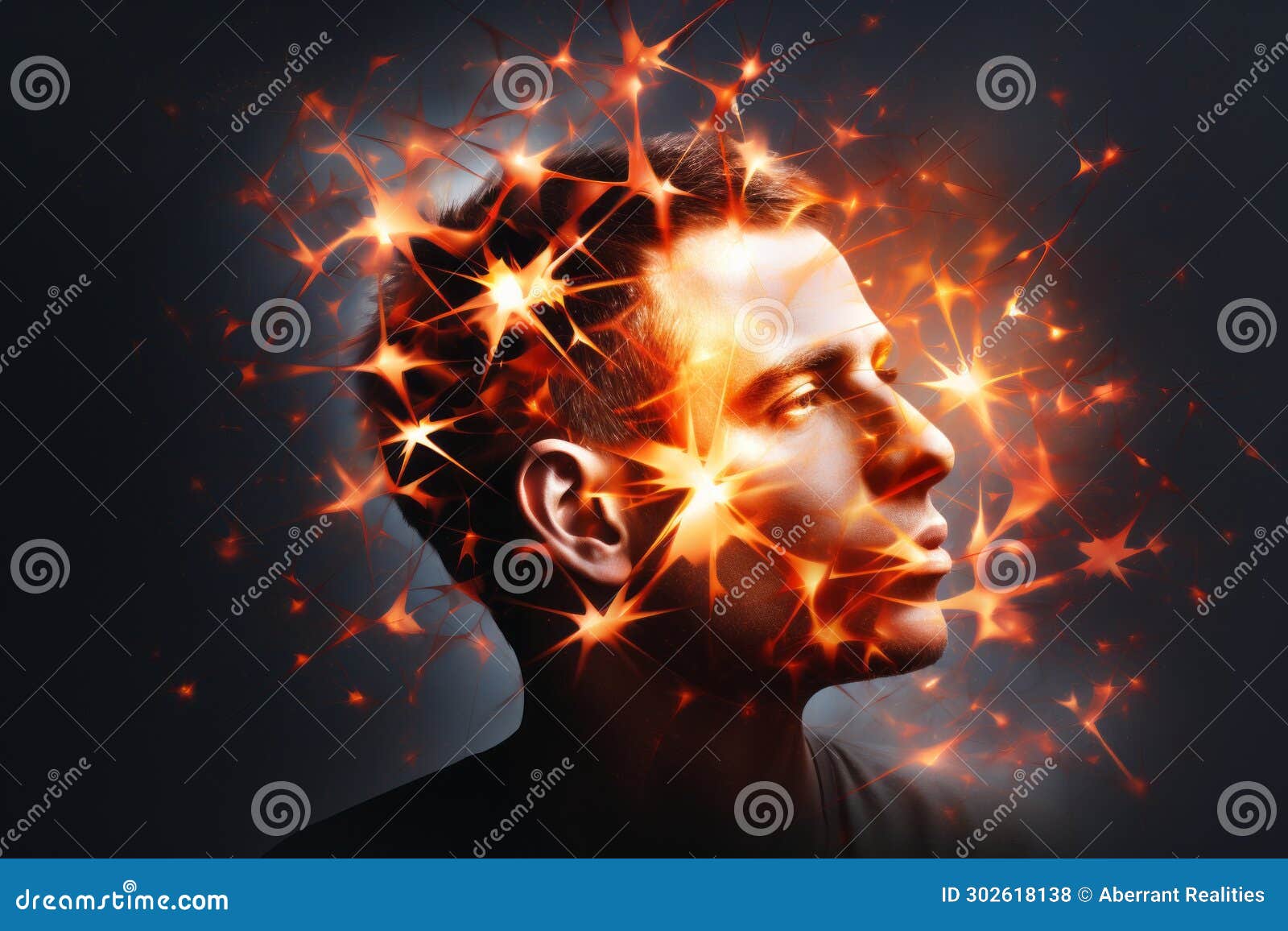 A Man with Fire Coming Out of His Head Stock Illustration ...
