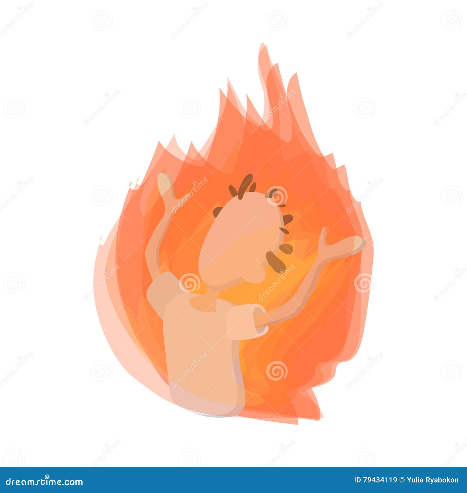 Man on Fire Icon, Cartoon Style Stock Vector - Illustration of immolate ...