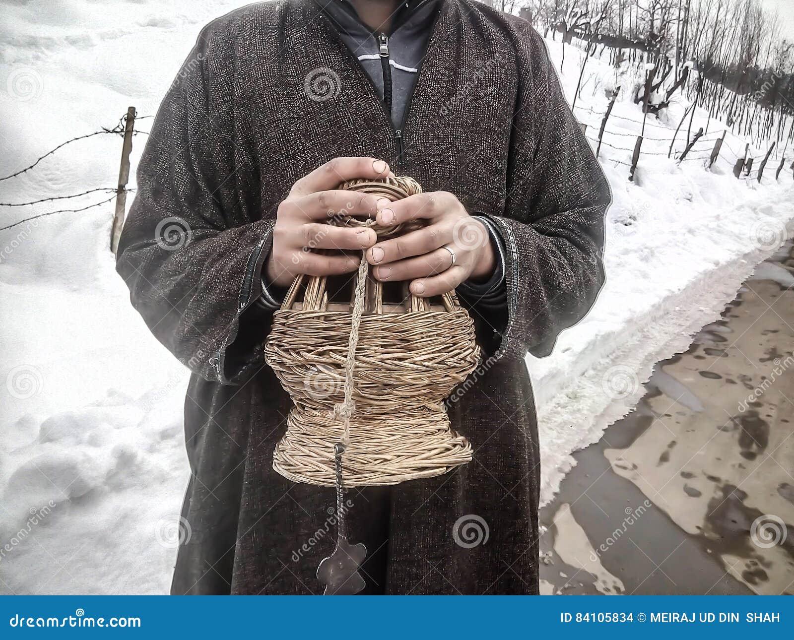 A Man with Fire Pot To Warm His Hands Stock Photo - Image of kashmir ...