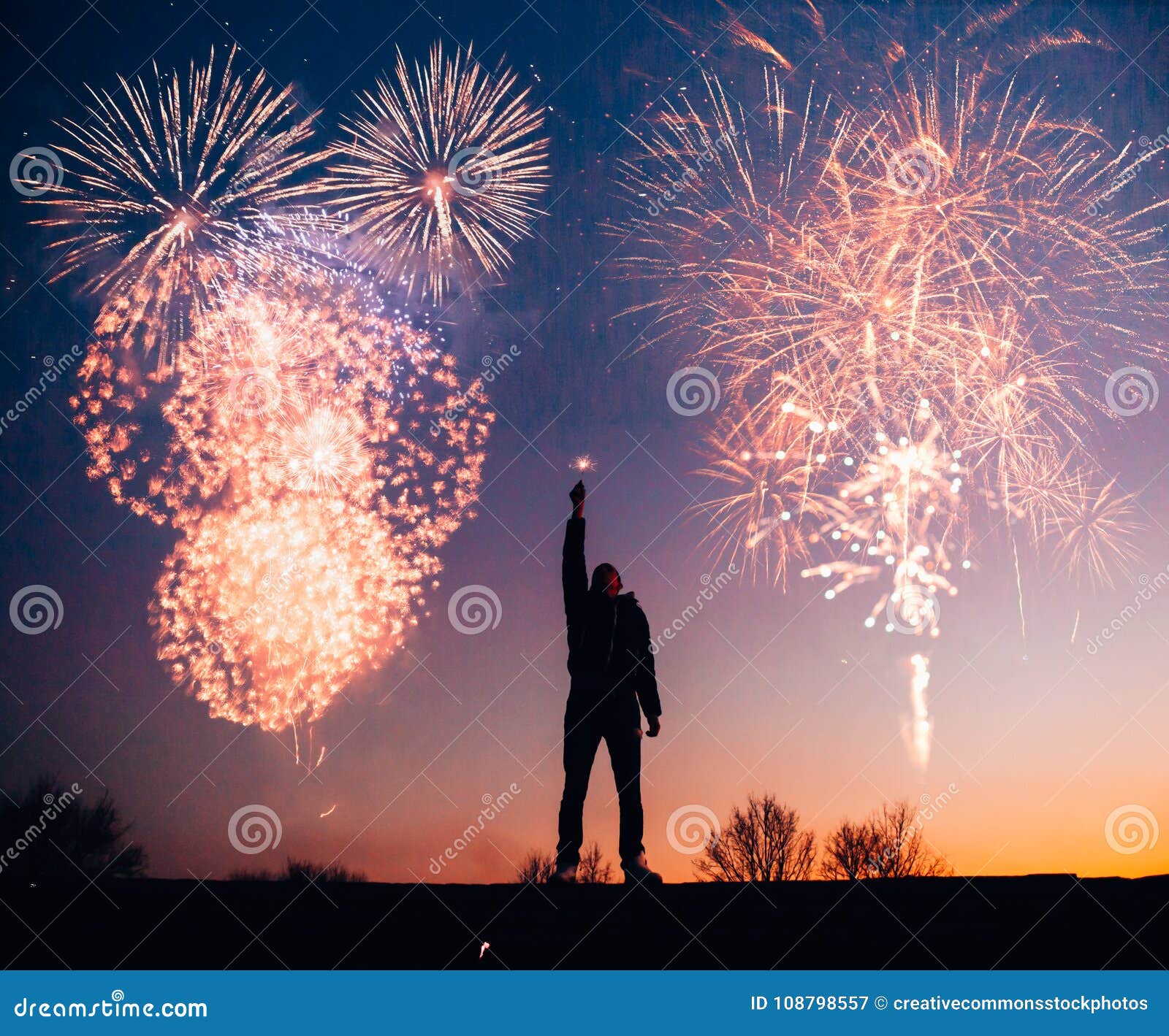 Man With Fireworks Picture. Image: 108798557