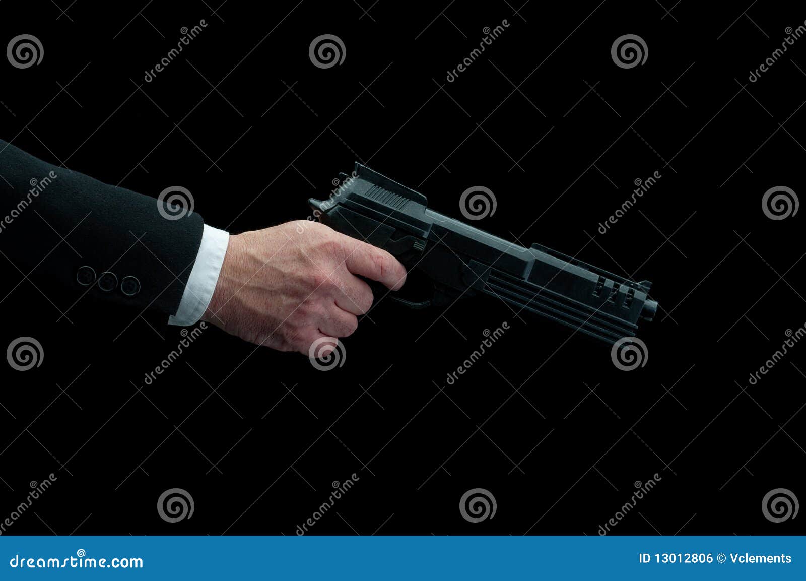 A Man Firing a Gun on Black Stock Photo - Image of executive, violence ...