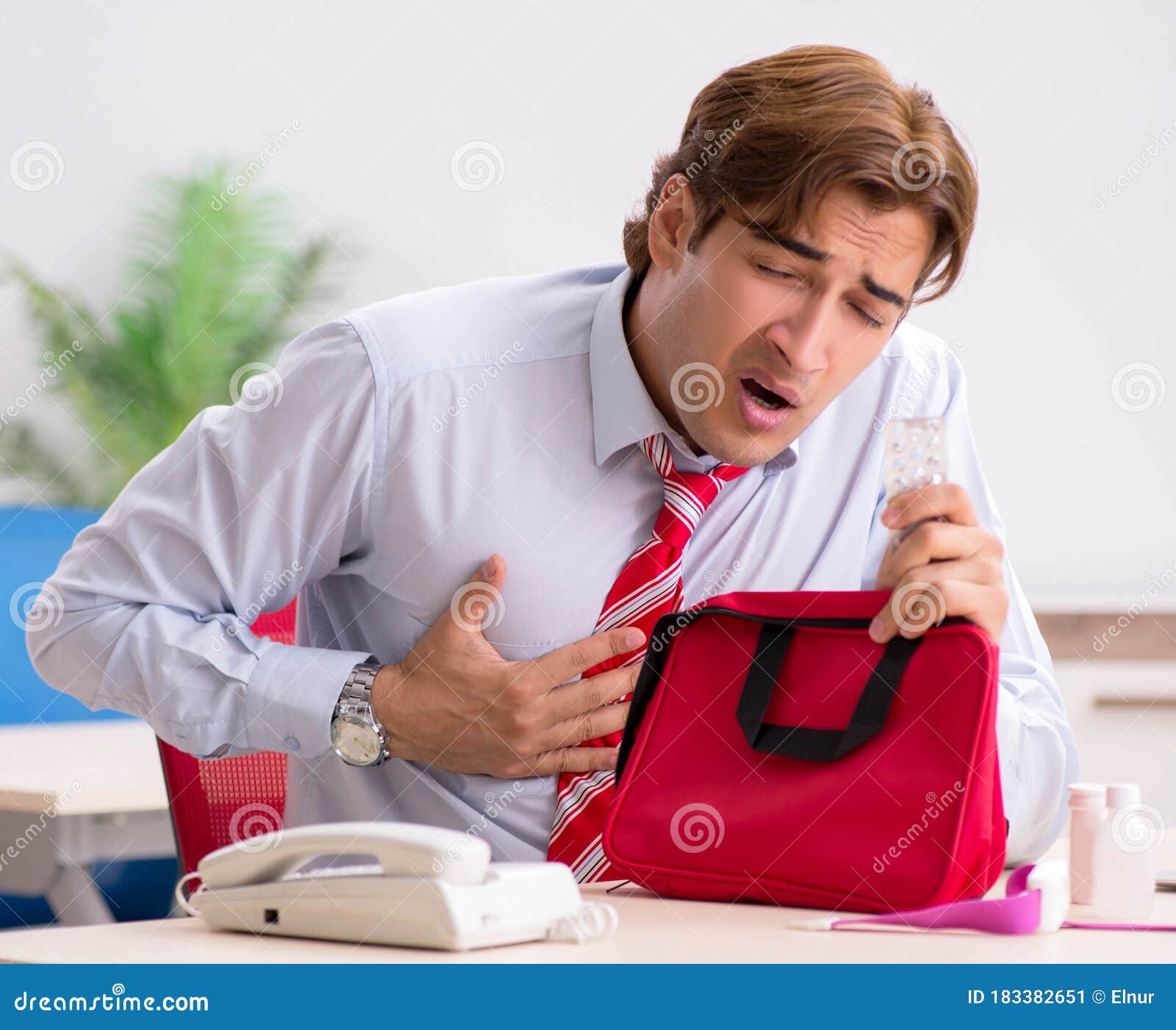 Man with First Aid Kit in the Office Stock Image - Image of medicine ...