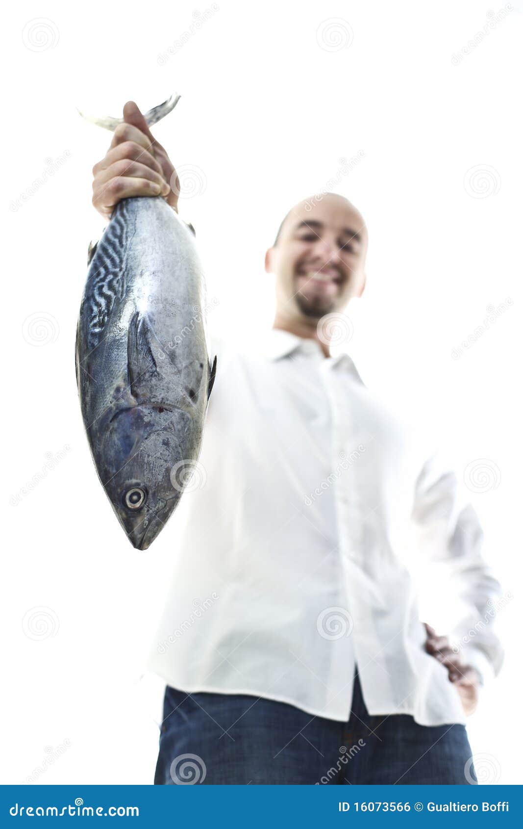 Man with fish stock photo. Image of huge, success, trophy - 16073566