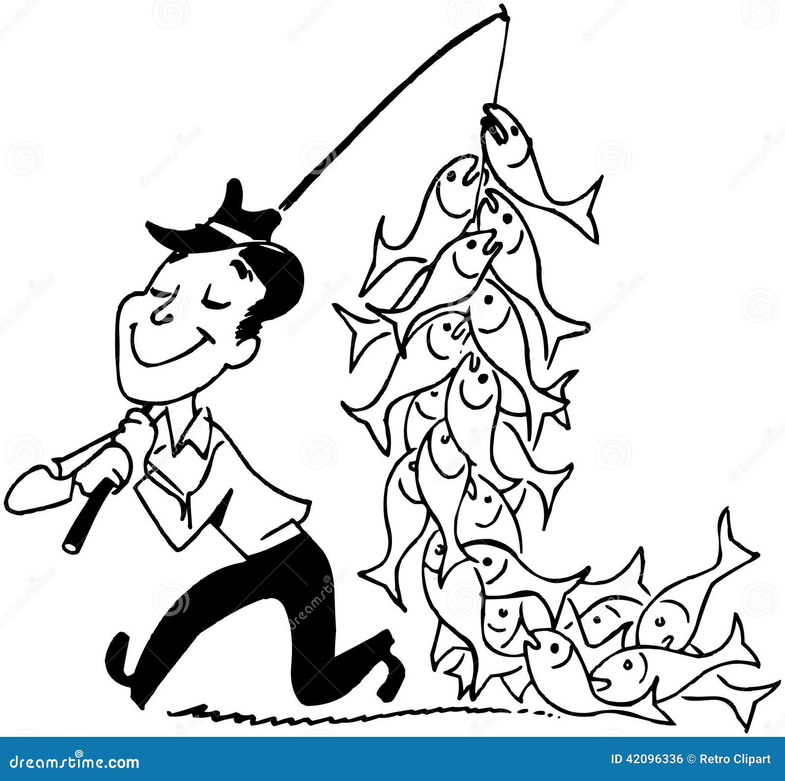 Man with Fish stock vector. Illustration of walks, pole - 42096336