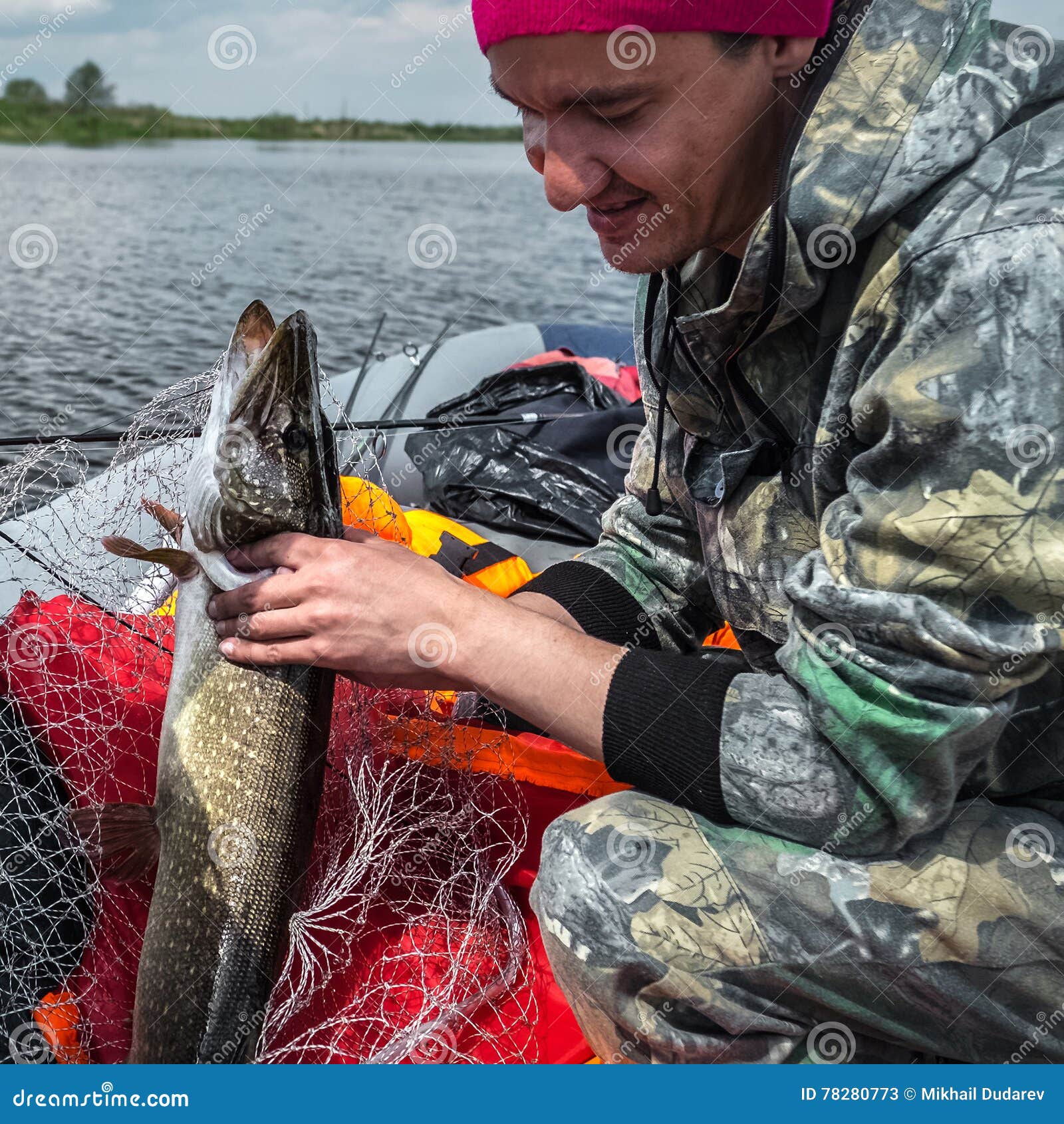 Man with a fish stock image. Image of outdoor, equipment - 78280773