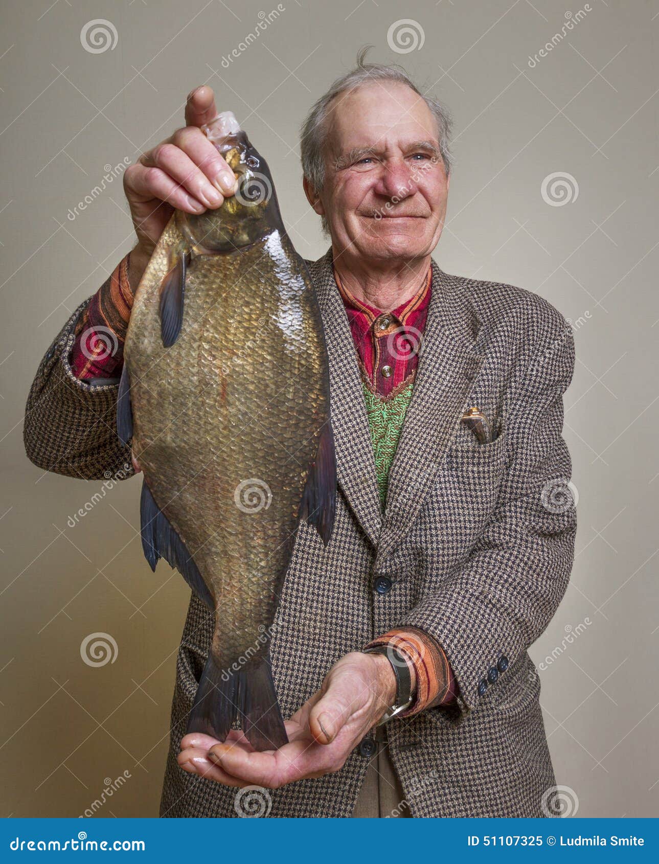 Man with fish. stock image. Image of holding, fishmonger - 51107325
