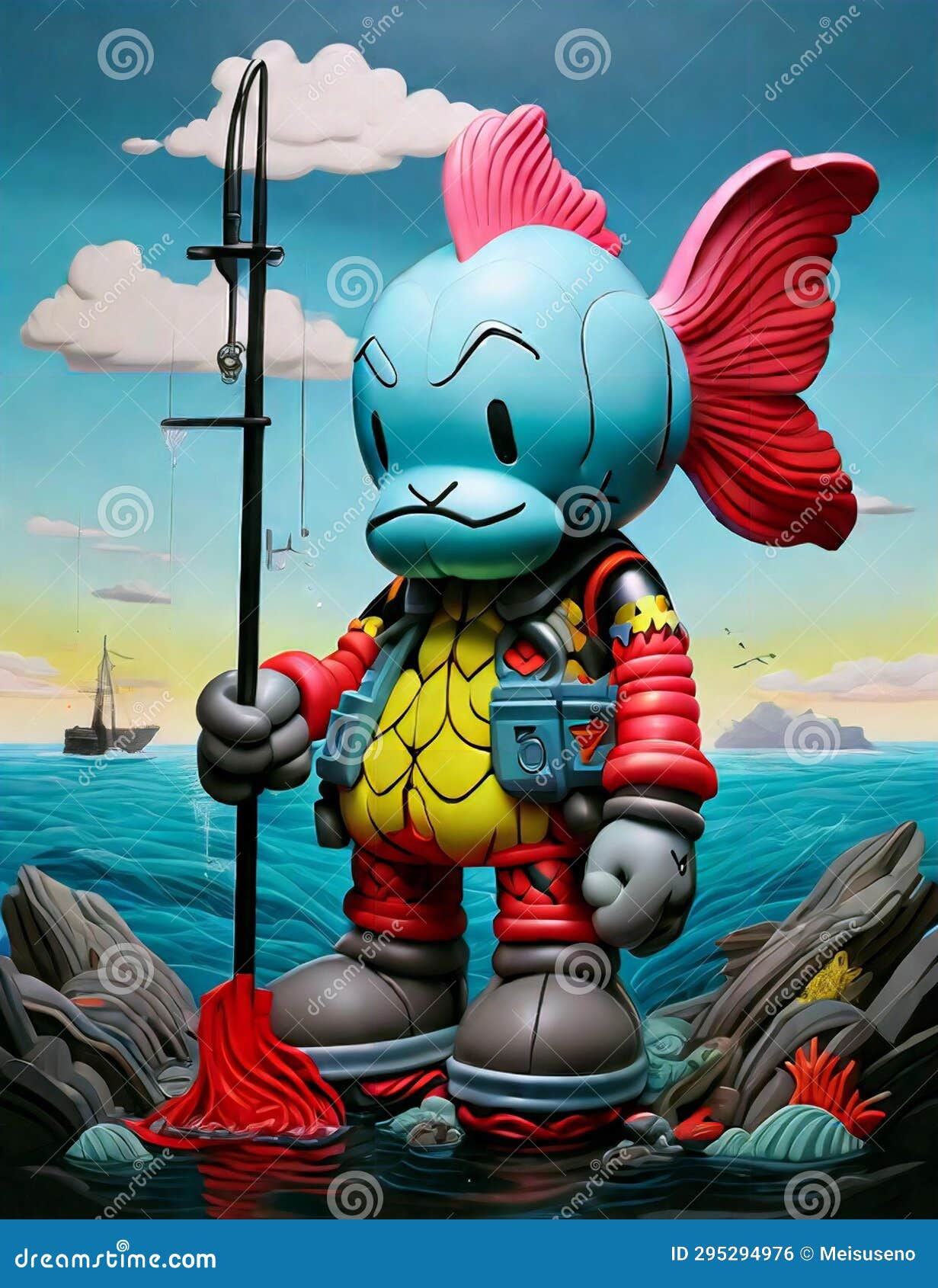 A Man with a Fish Head, As a Fighter for the Environment, Preserving ...