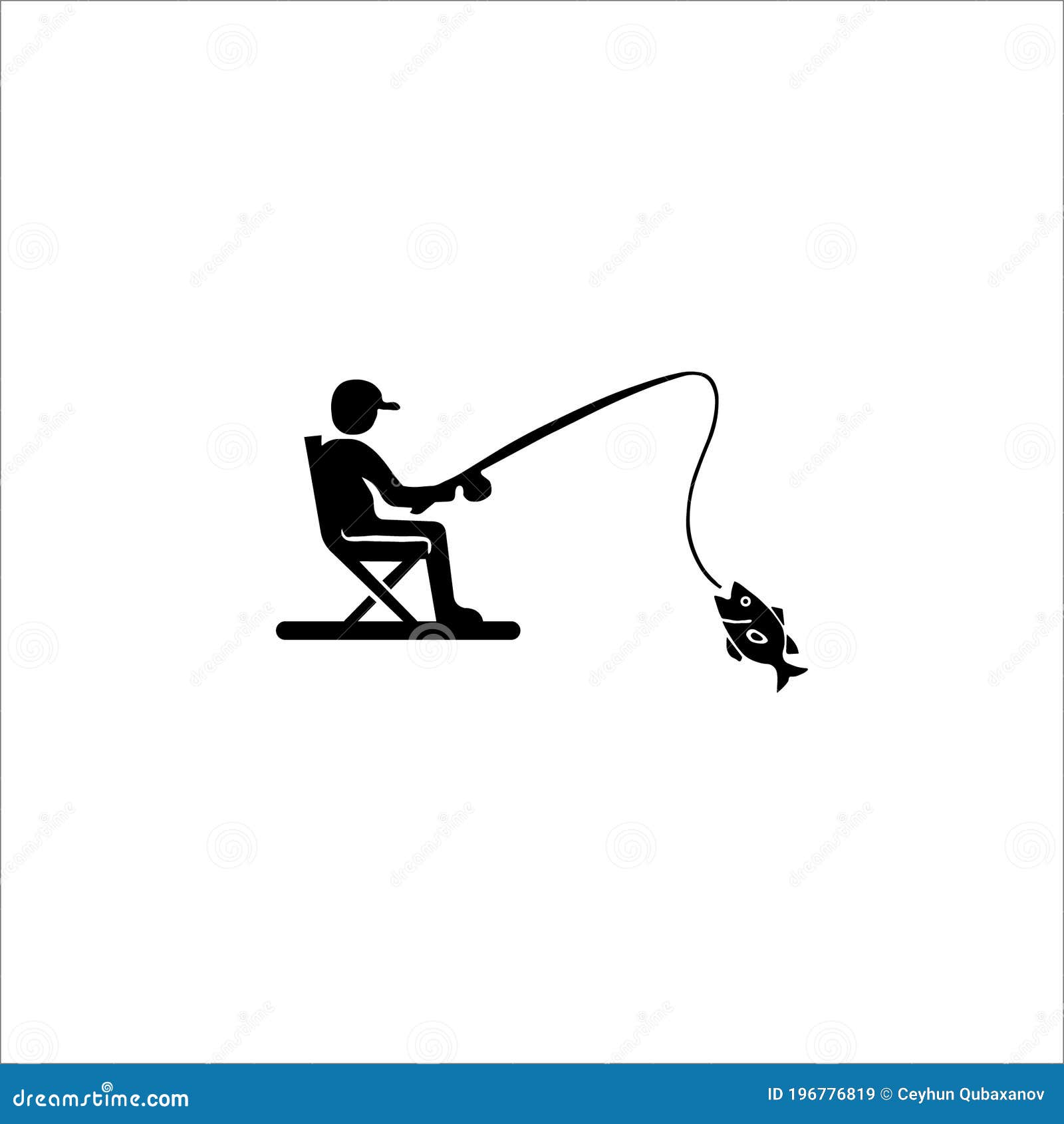 Man Fishing in Boat Icon stock vector. Illustration of fisherman ...