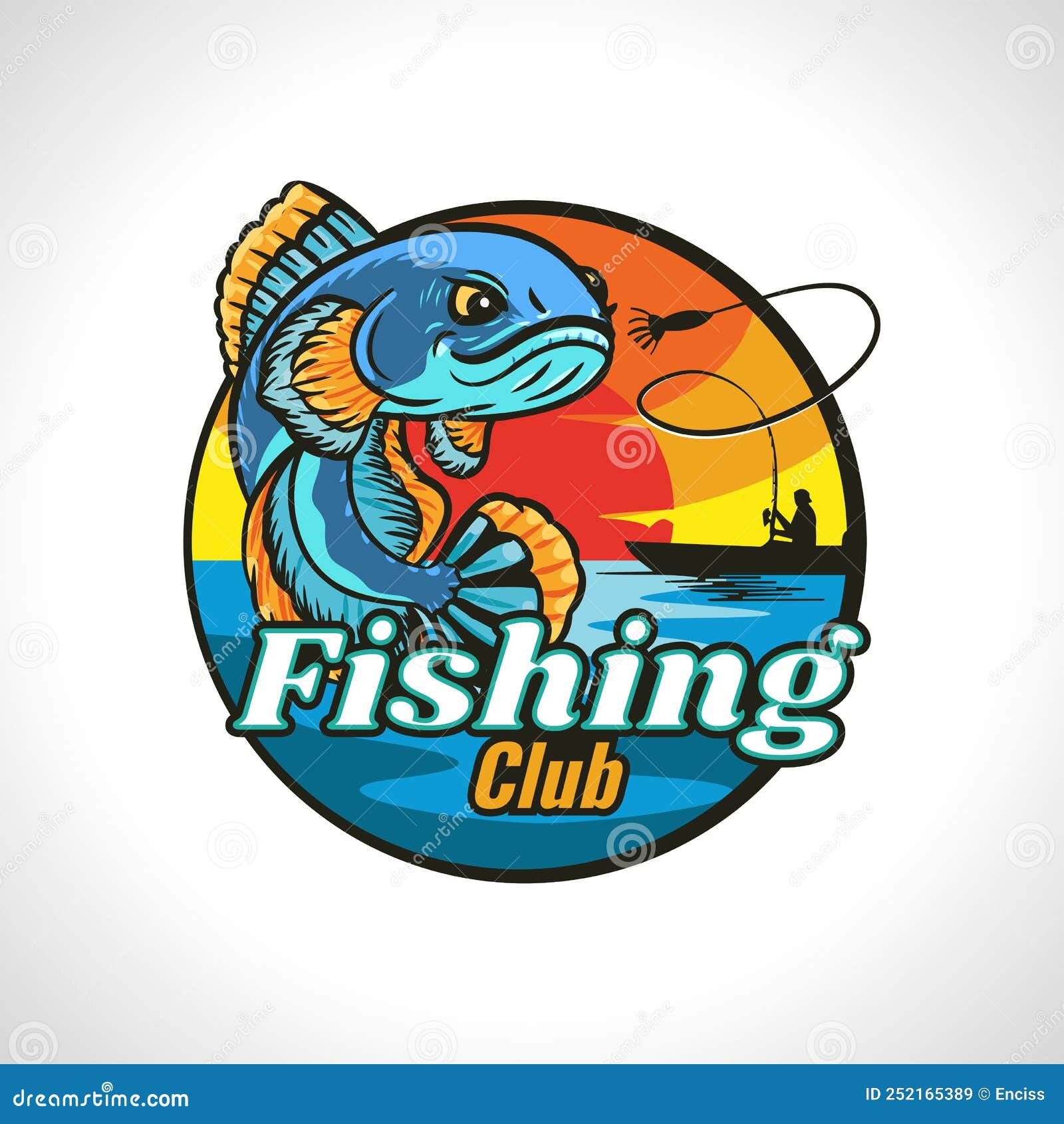 Man Fishing Predator Fish in River Stock Vector - Illustration of ...