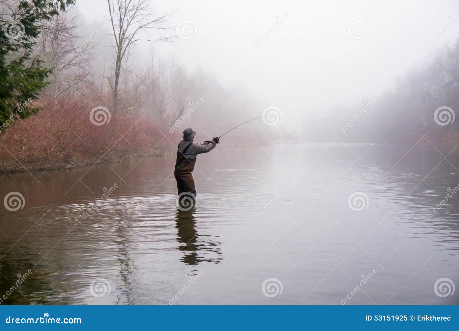 Man fishing in a river stock image. Image of waders, stream - 53151925