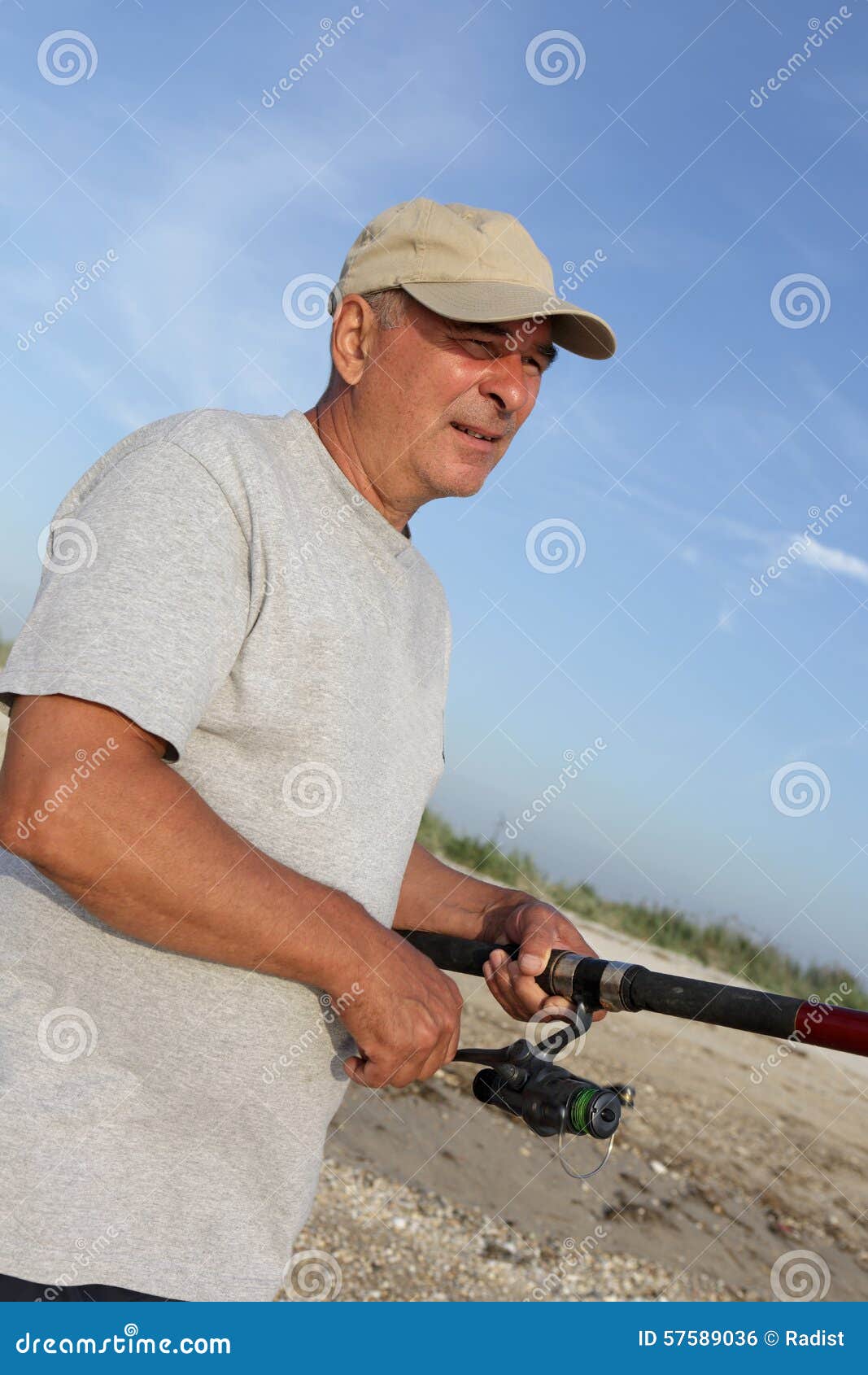 Man with fishing rod stock photo. Image of horizontal - 57589036