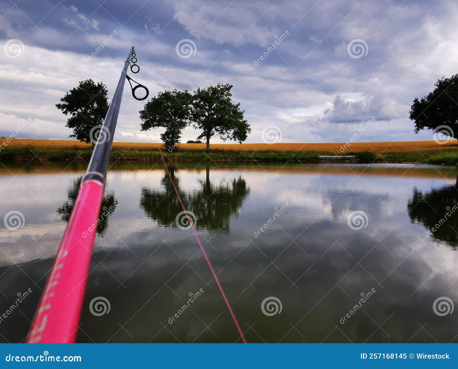 Man Fishing on a Small River Stock Image - Image of beautiful, leisure ...