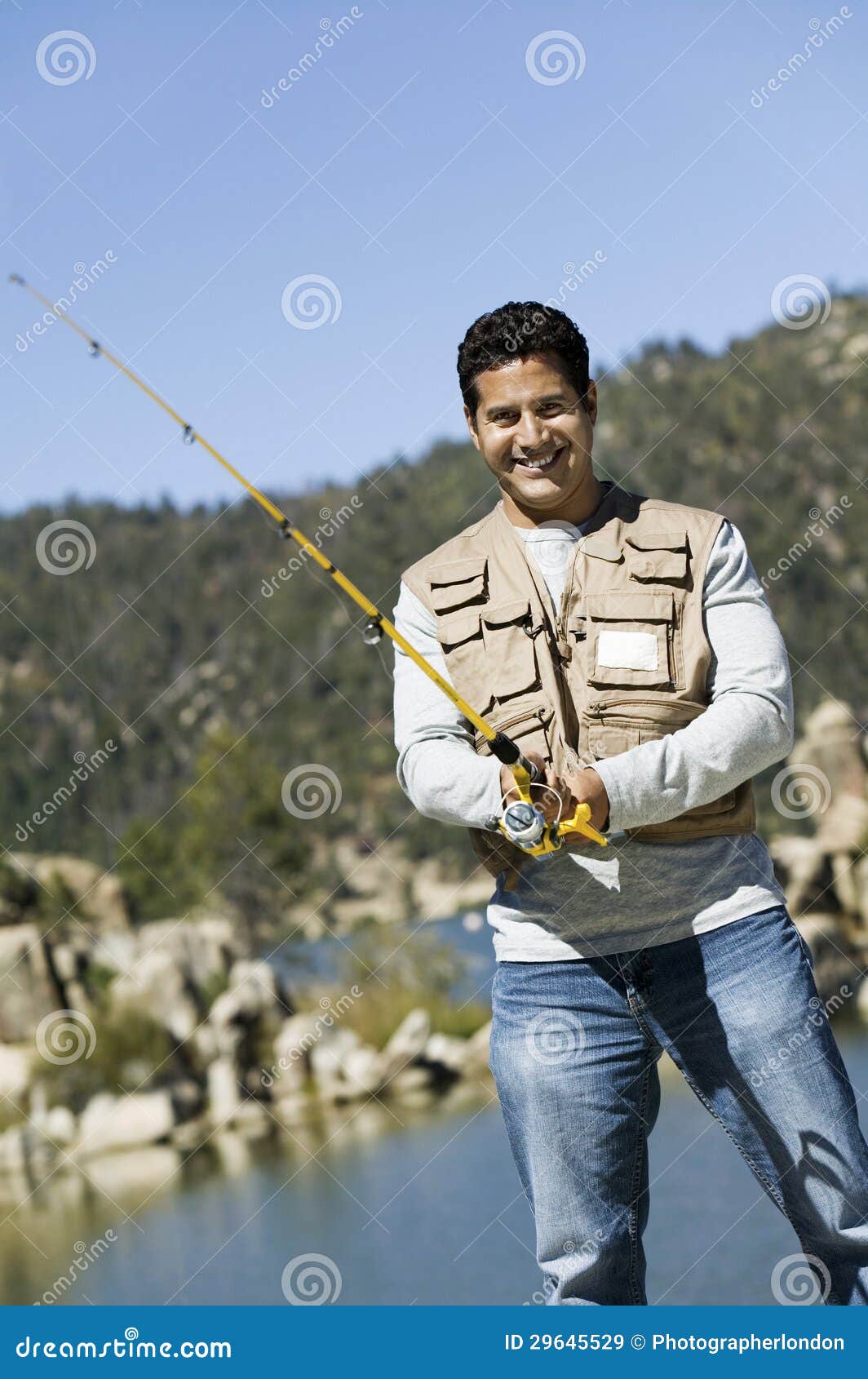Man Fishing on a Sunny Day stock image. Image of fishing - 29645529