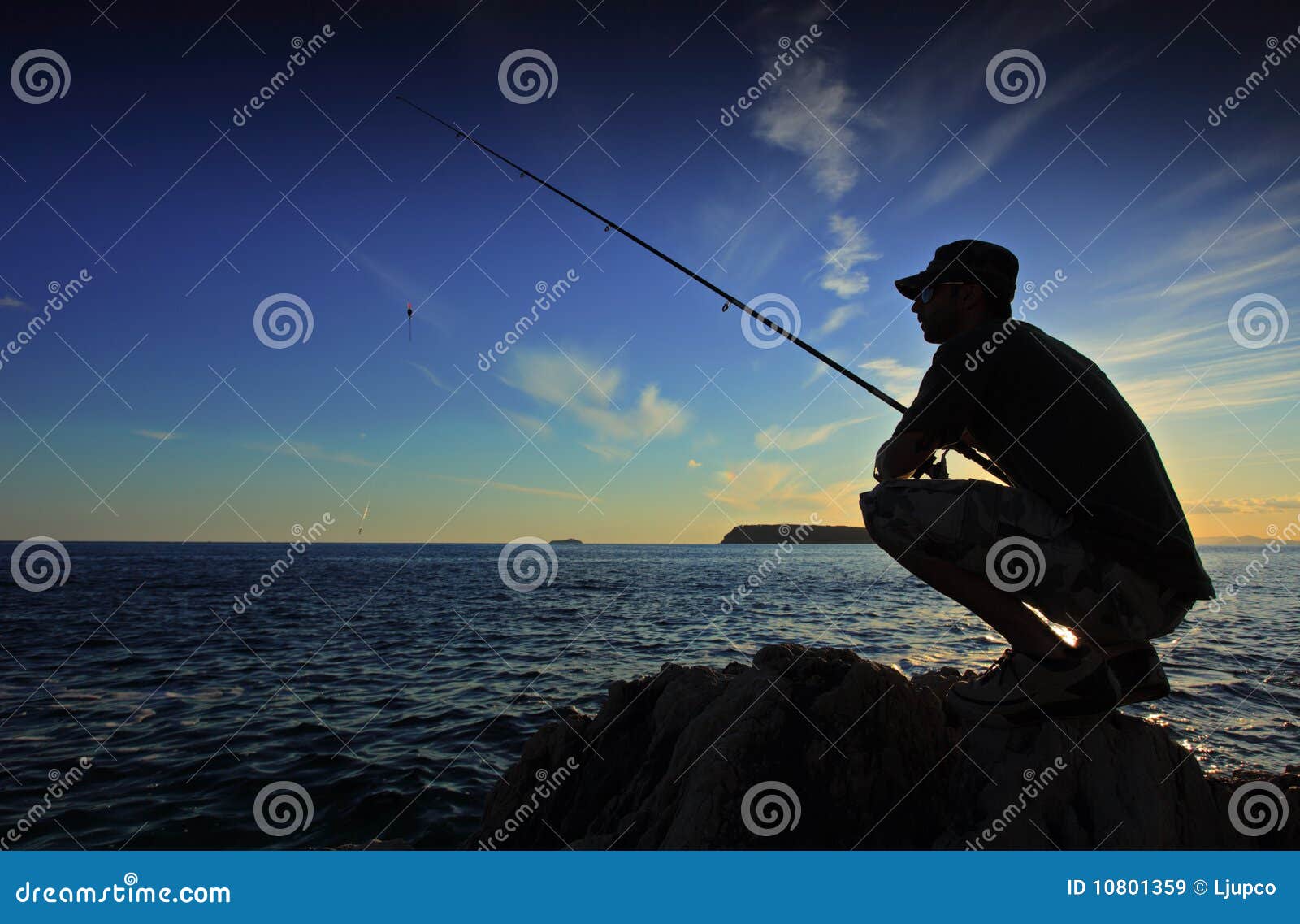 Man fishing on sunset stock image. Image of adriatic - 10801359