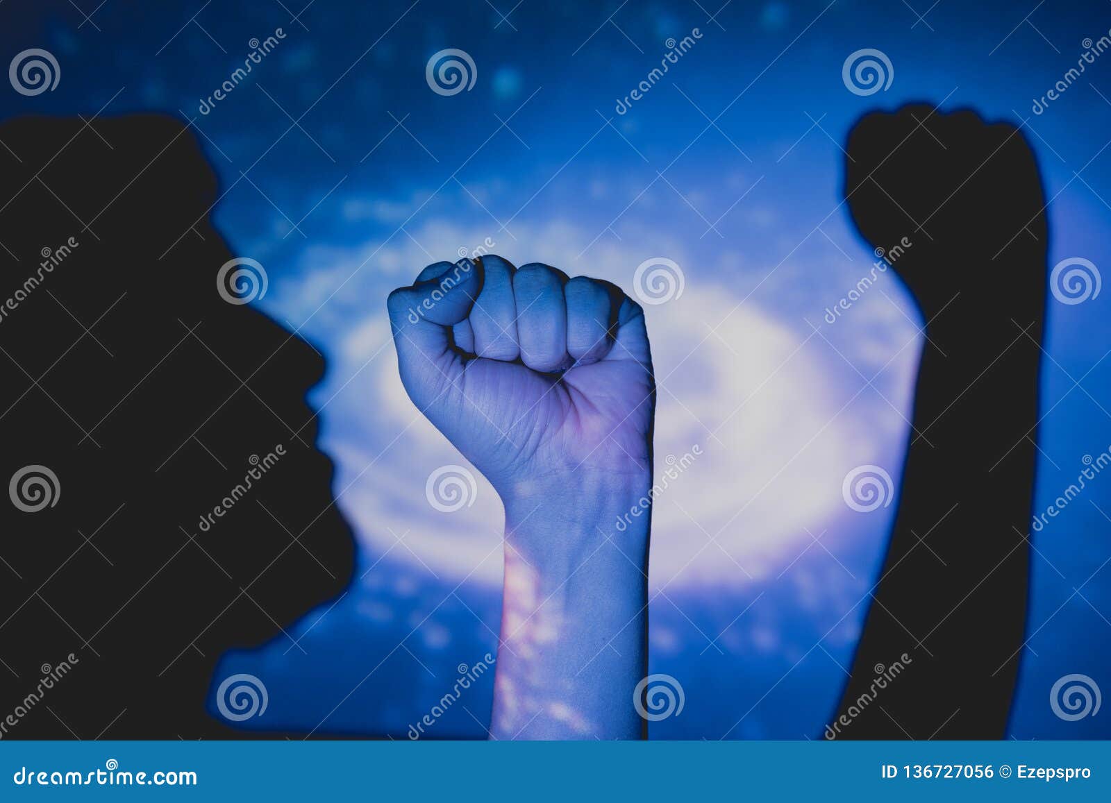 Man with fist raised stock photo. Image of anger, power - 136727056