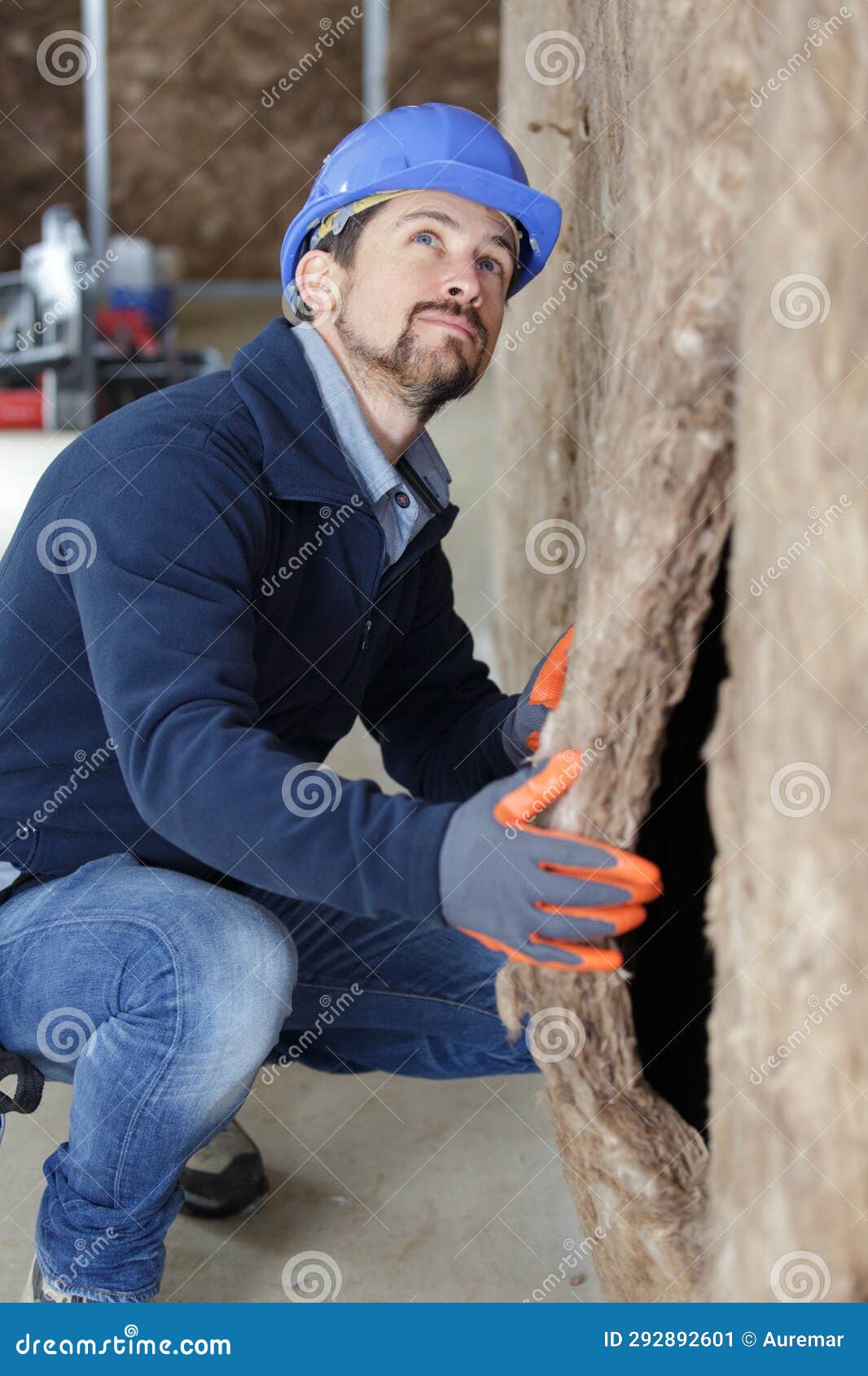 Man Fitting Insulation into Walls Stock Image - Image of contractor ...