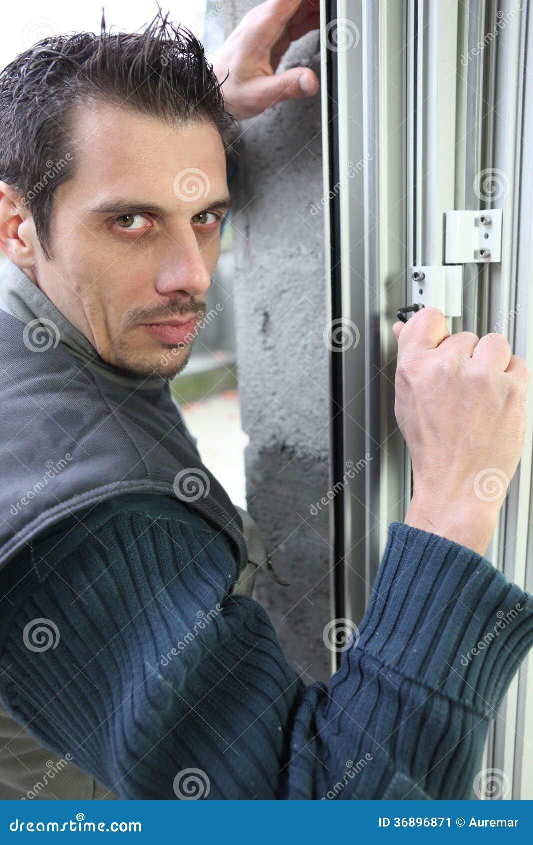 Man fitting a window stock image. Image of fitting, exterior - 36896871