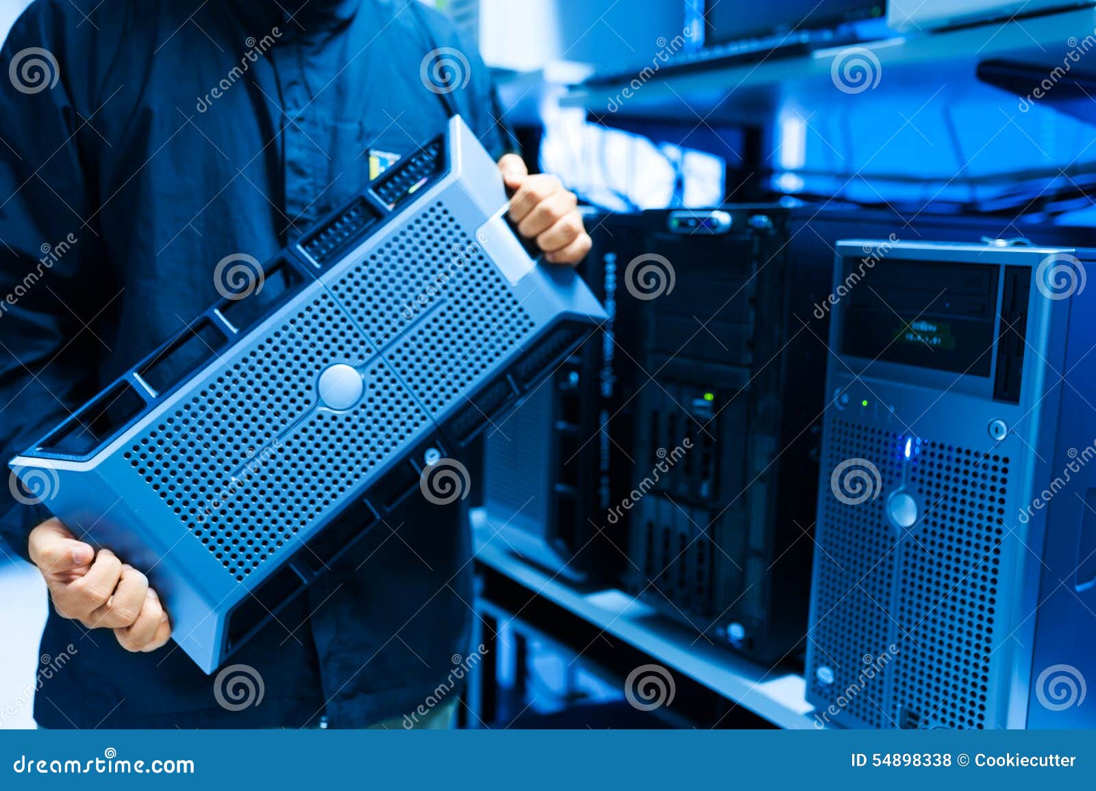 Man Fix Server Network in Data Center Room Stock Photo - Image of ...