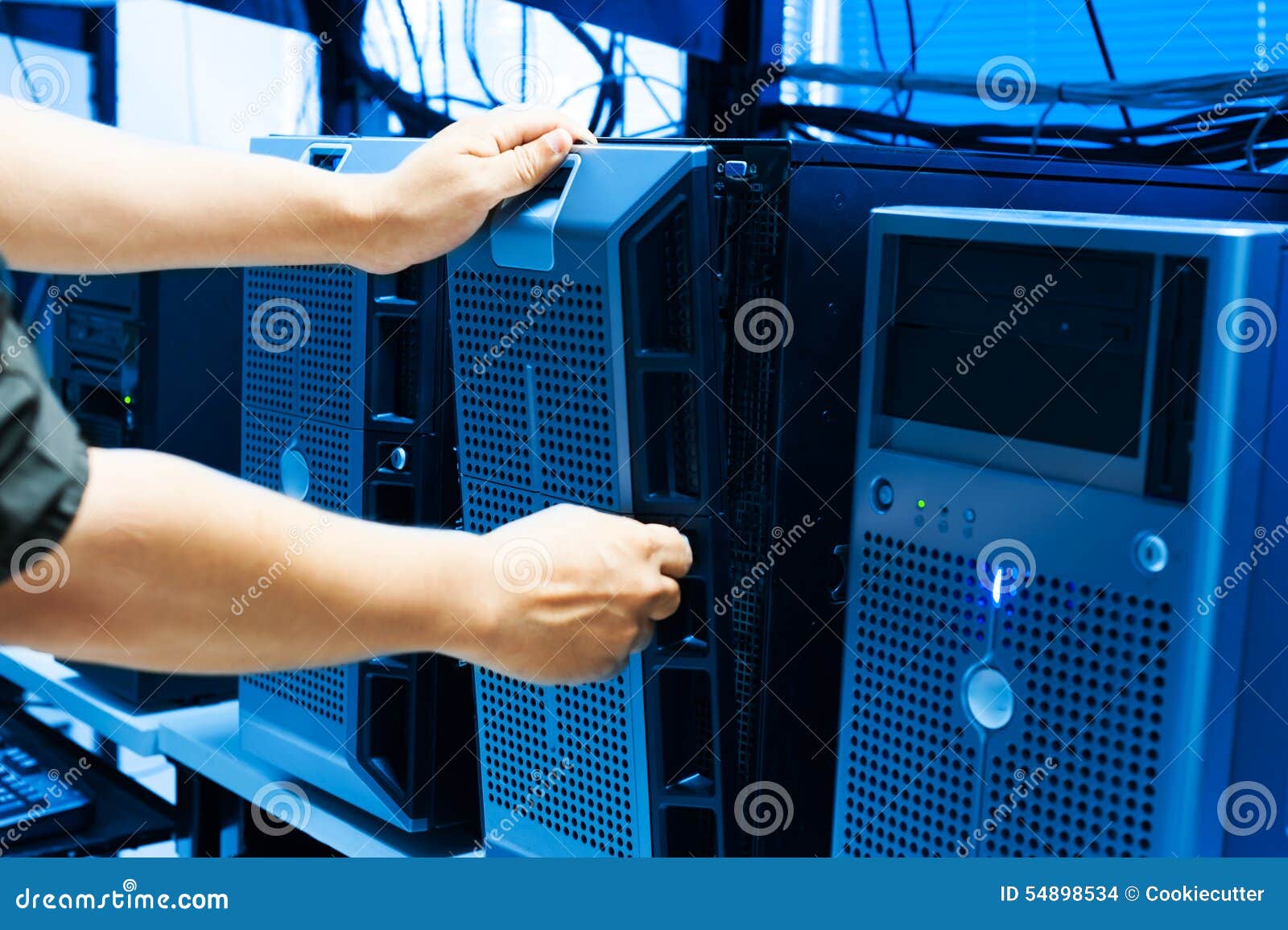 Man Fix Server Network in Data Center Room Stock Photo - Image of ...