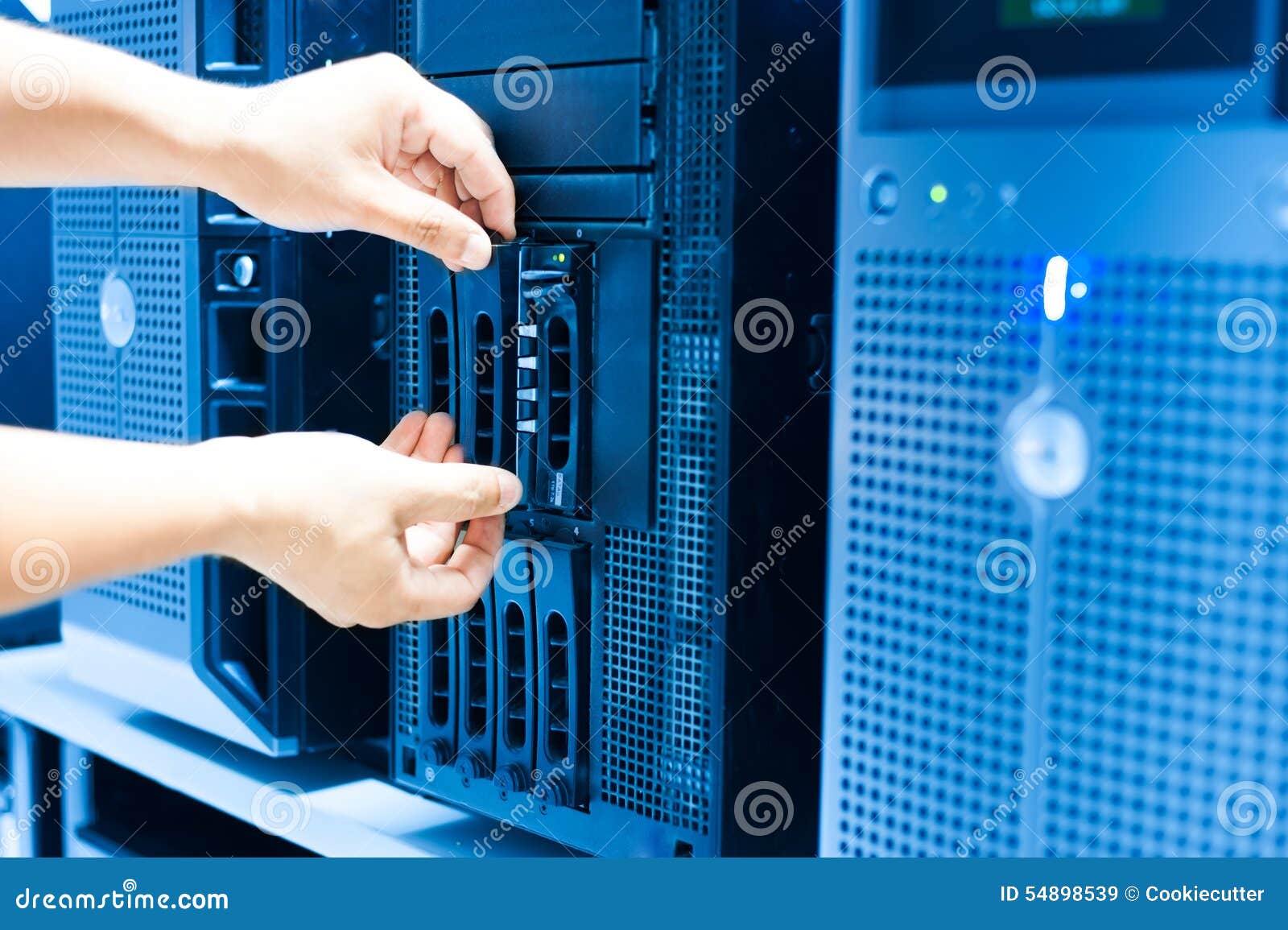 Man Fix Server Network in Data Center Room Stock Image - Image of ...