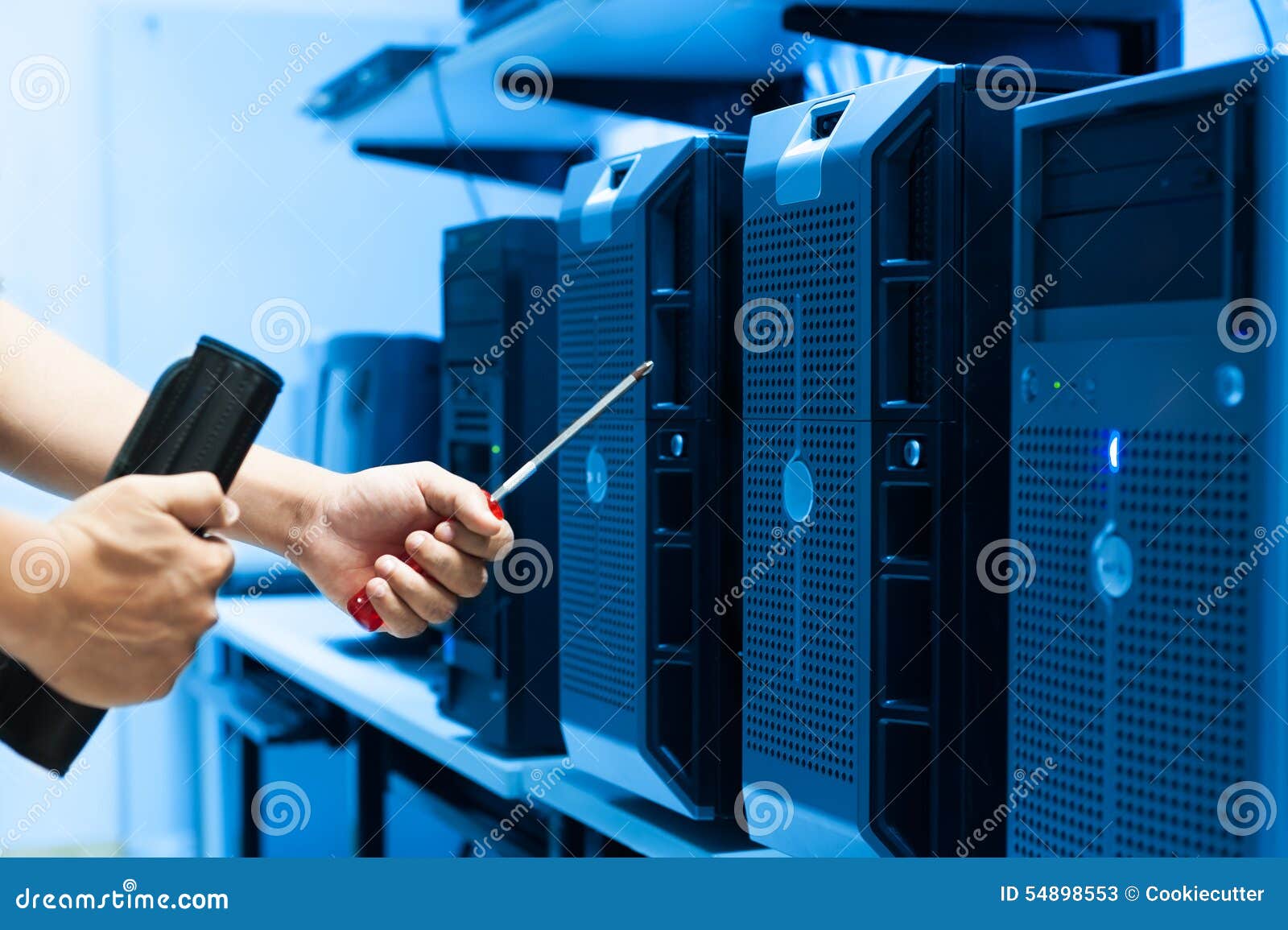 Man Fix Server Network in Data Center Room Stock Image - Image of ...