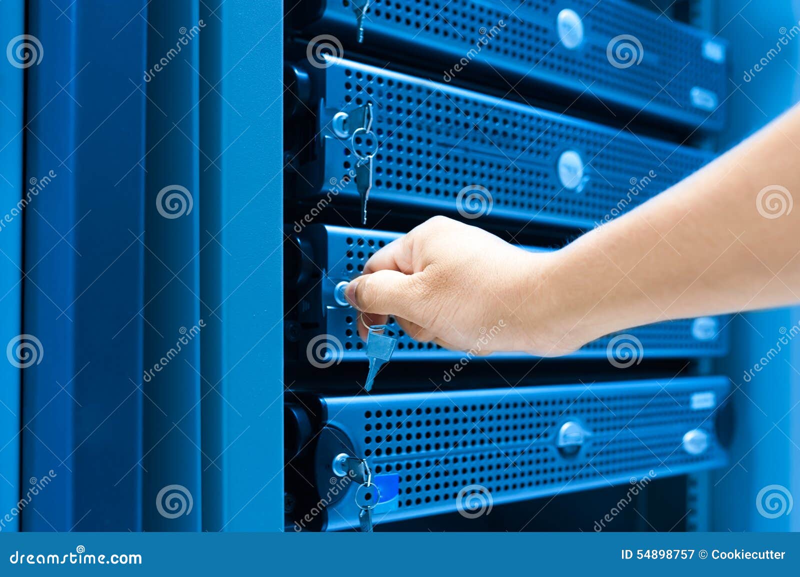 Man Fix Server Network in Data Center Room Stock Image - Image of ...