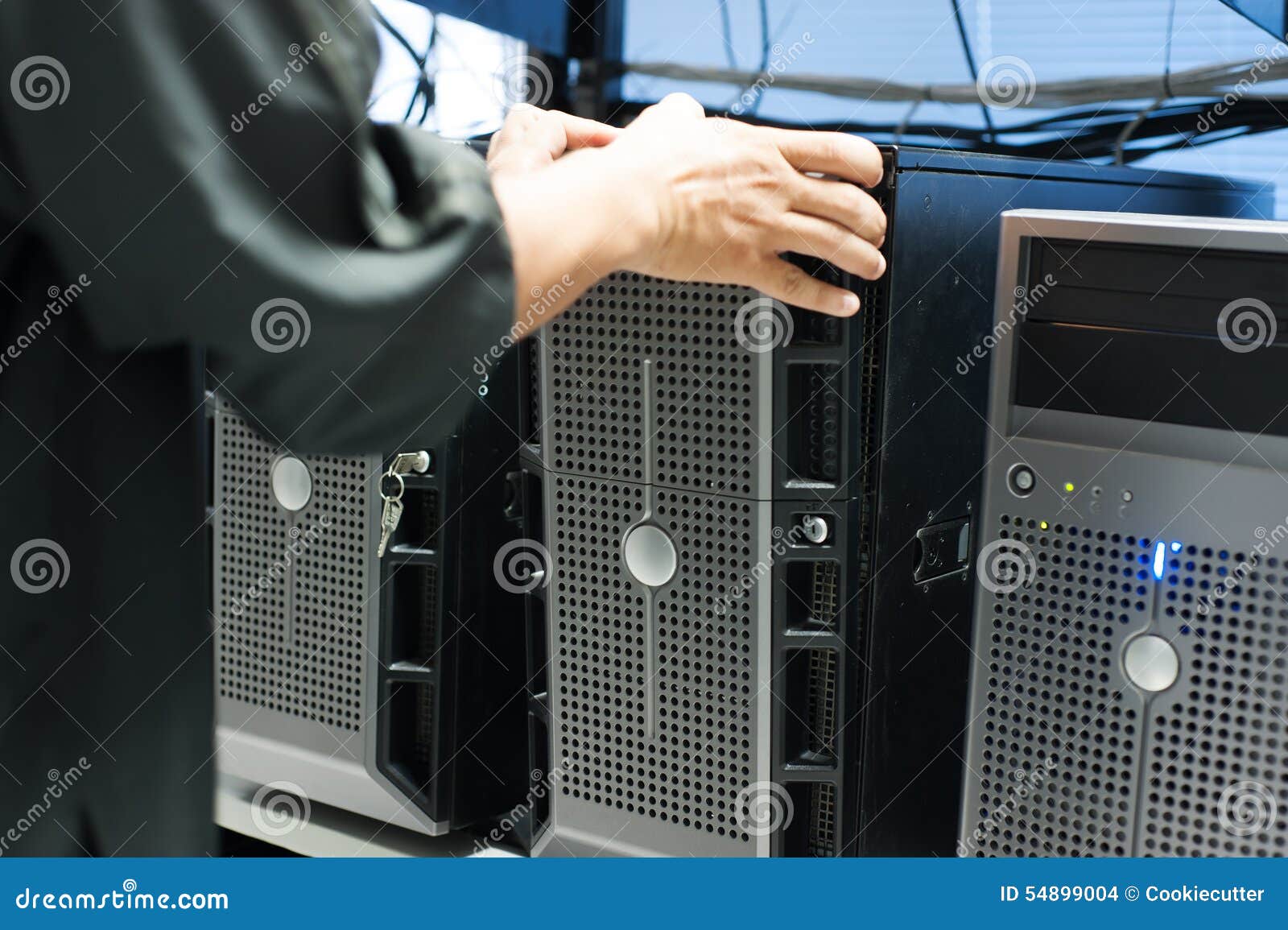 Man Fix Server Network in Data Center Room Stock Photo - Image of ...