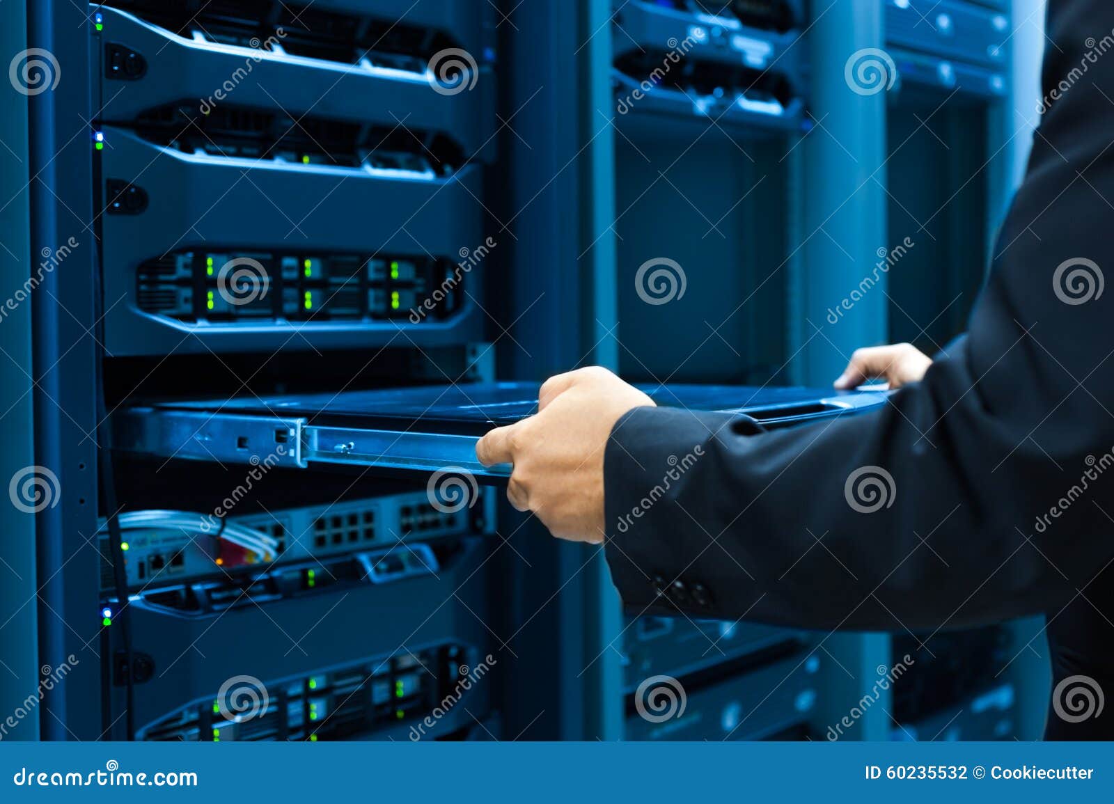 Man Fix Server Network in Data Center Room Stock Photo - Image of ...