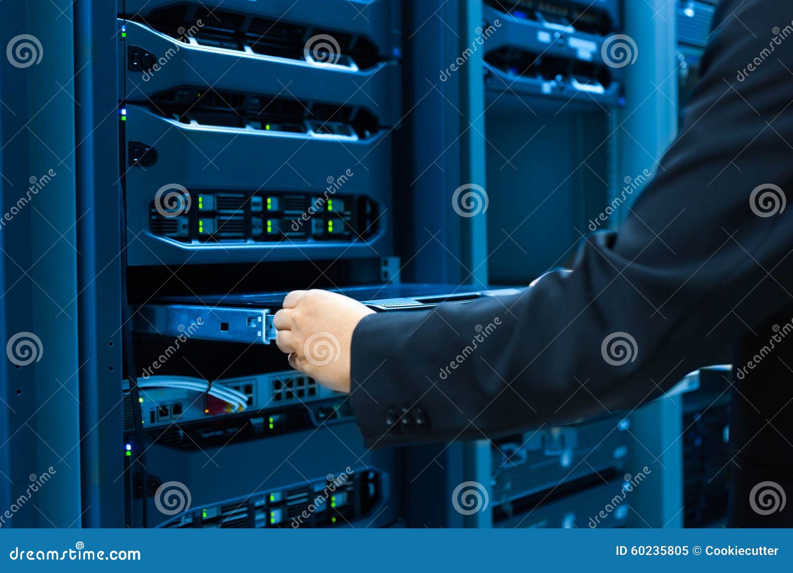 Man Fix Server Network in Data Center Room Stock Image - Image of ...