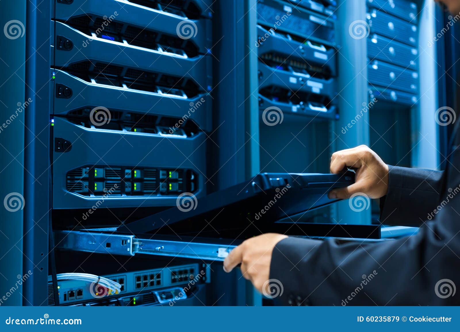 Man Fix Server Network in Data Center Room Stock Image - Image of ...