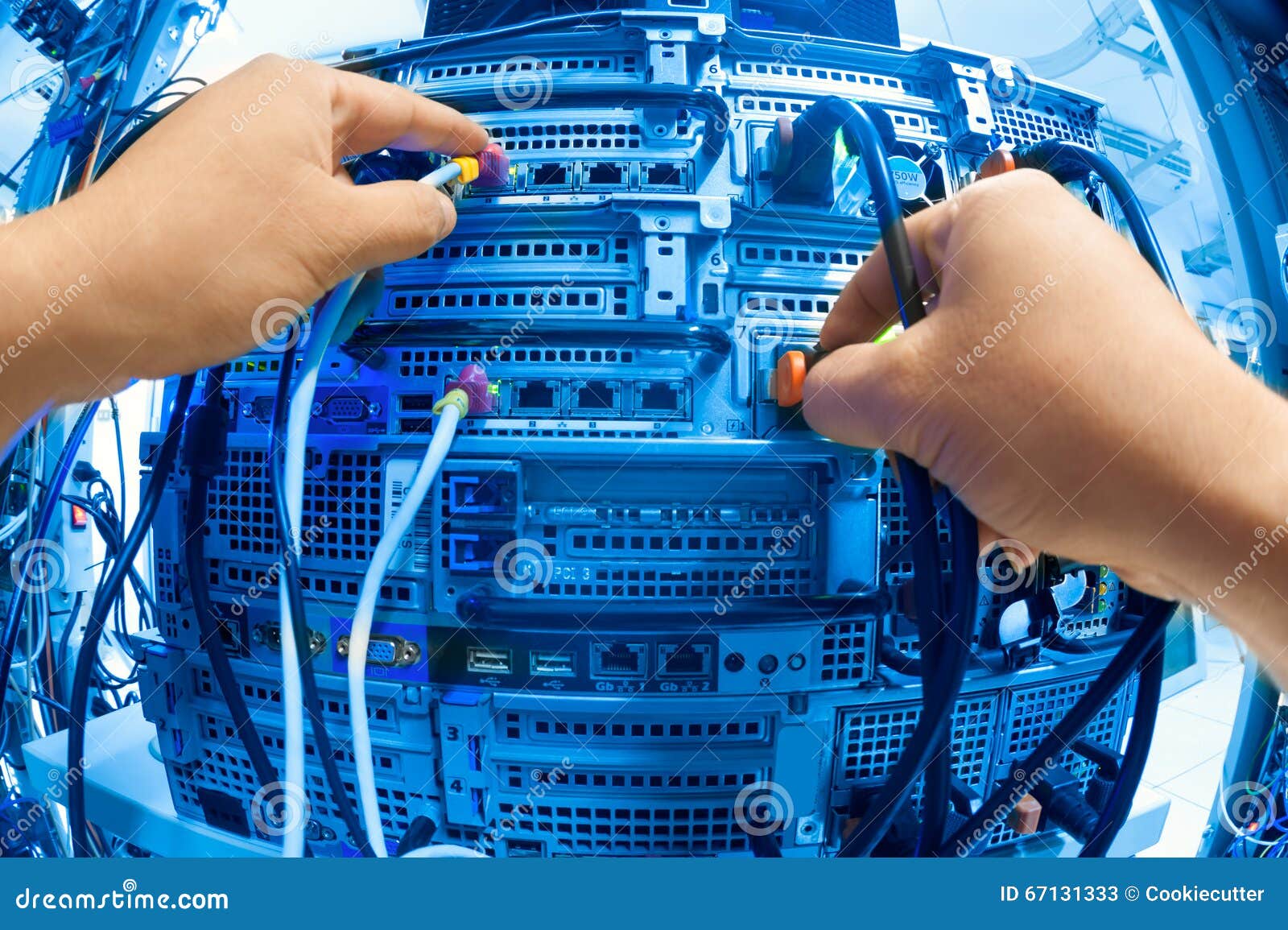 Man Fix Server Network in Data Center Room Stock Image - Image of ...