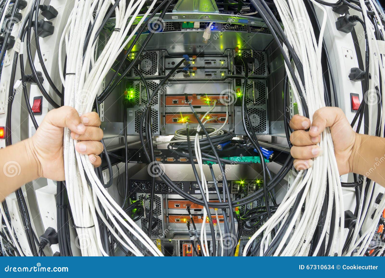 Man Fix Server Network in Data Center Room Stock Photo - Image of ...