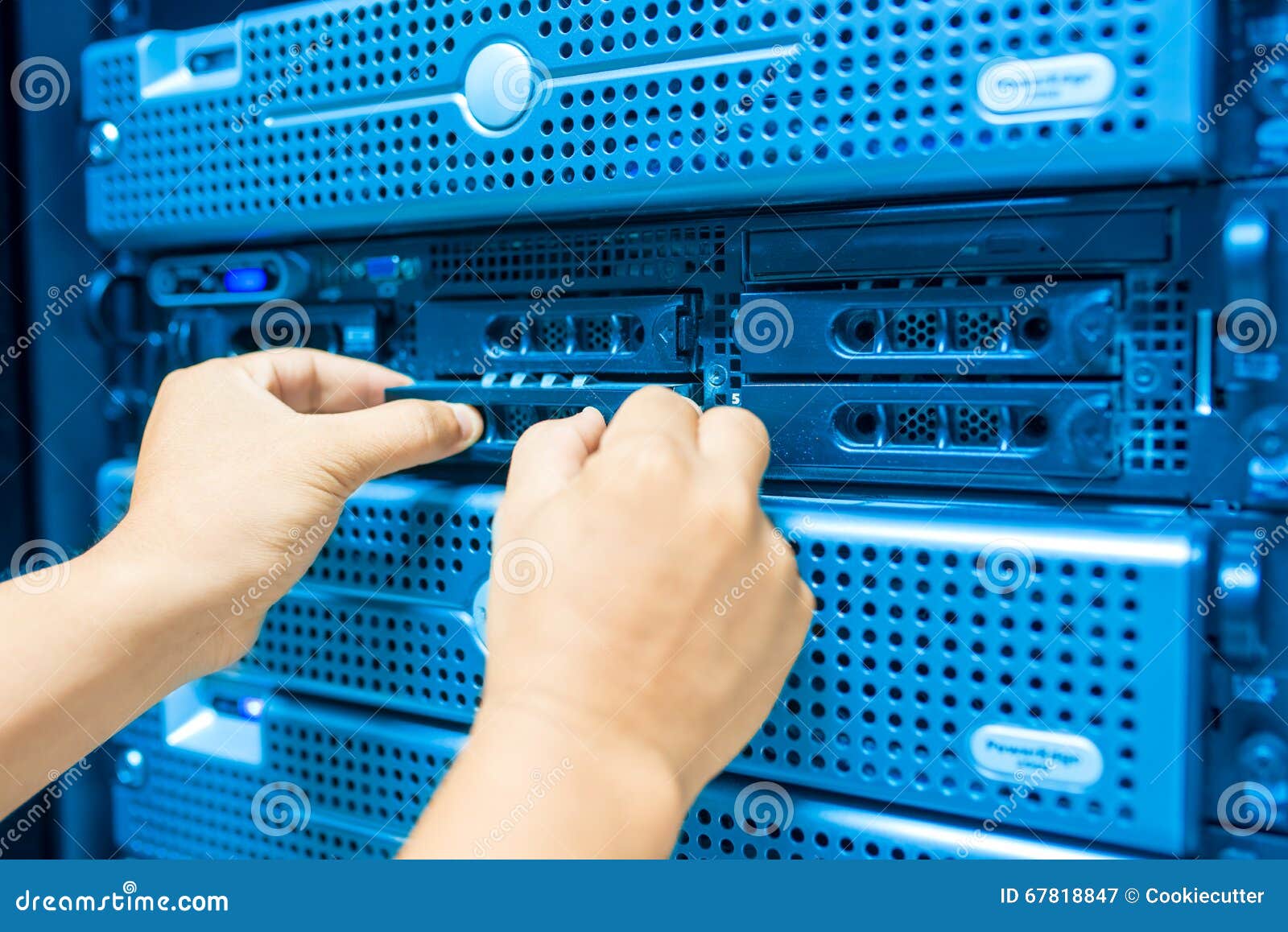 Man Fix Server Network in Data Center Room Stock Image - Image of ...