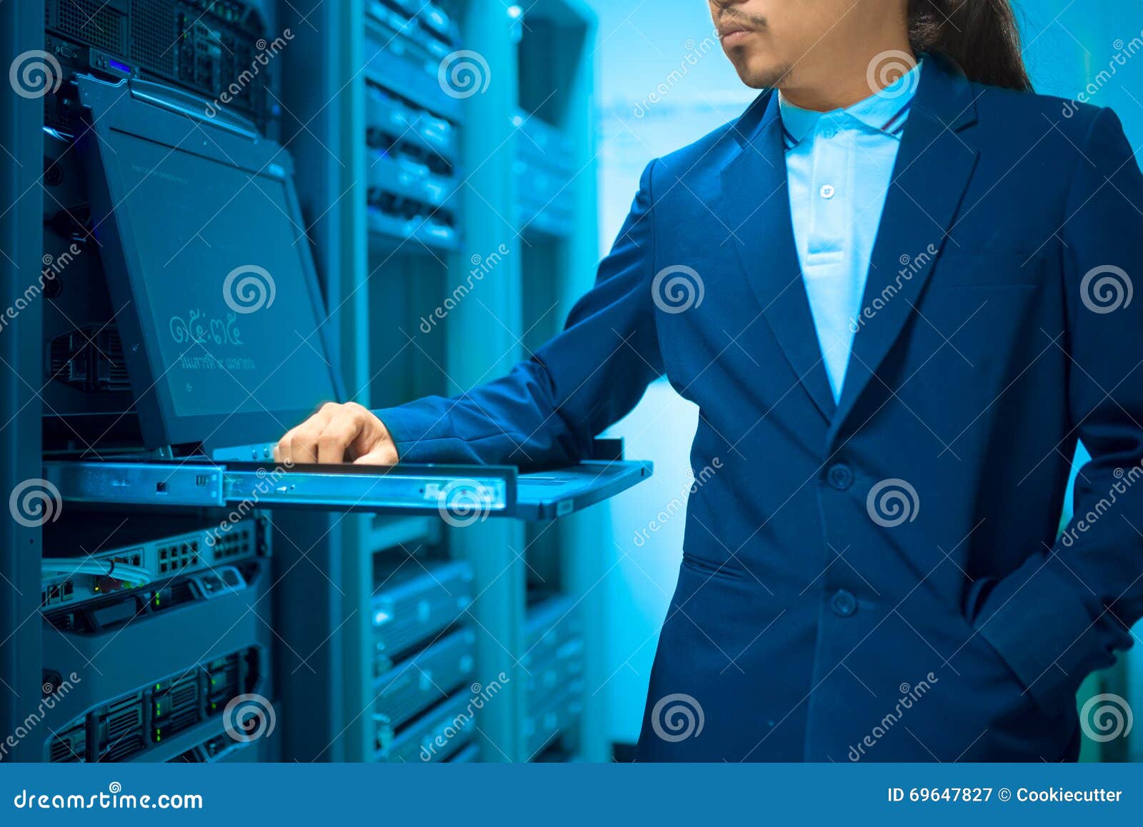 Man Fix Server Network in Data Center Room Stock Image - Image of ...