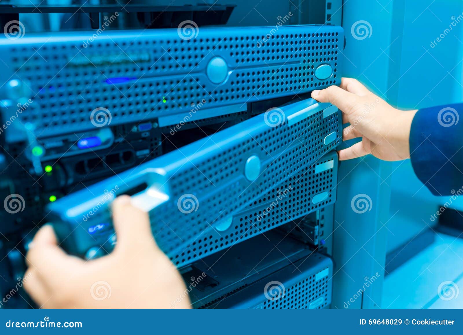 Man Fix Server Network in Data Center Room Stock Image - Image of ...