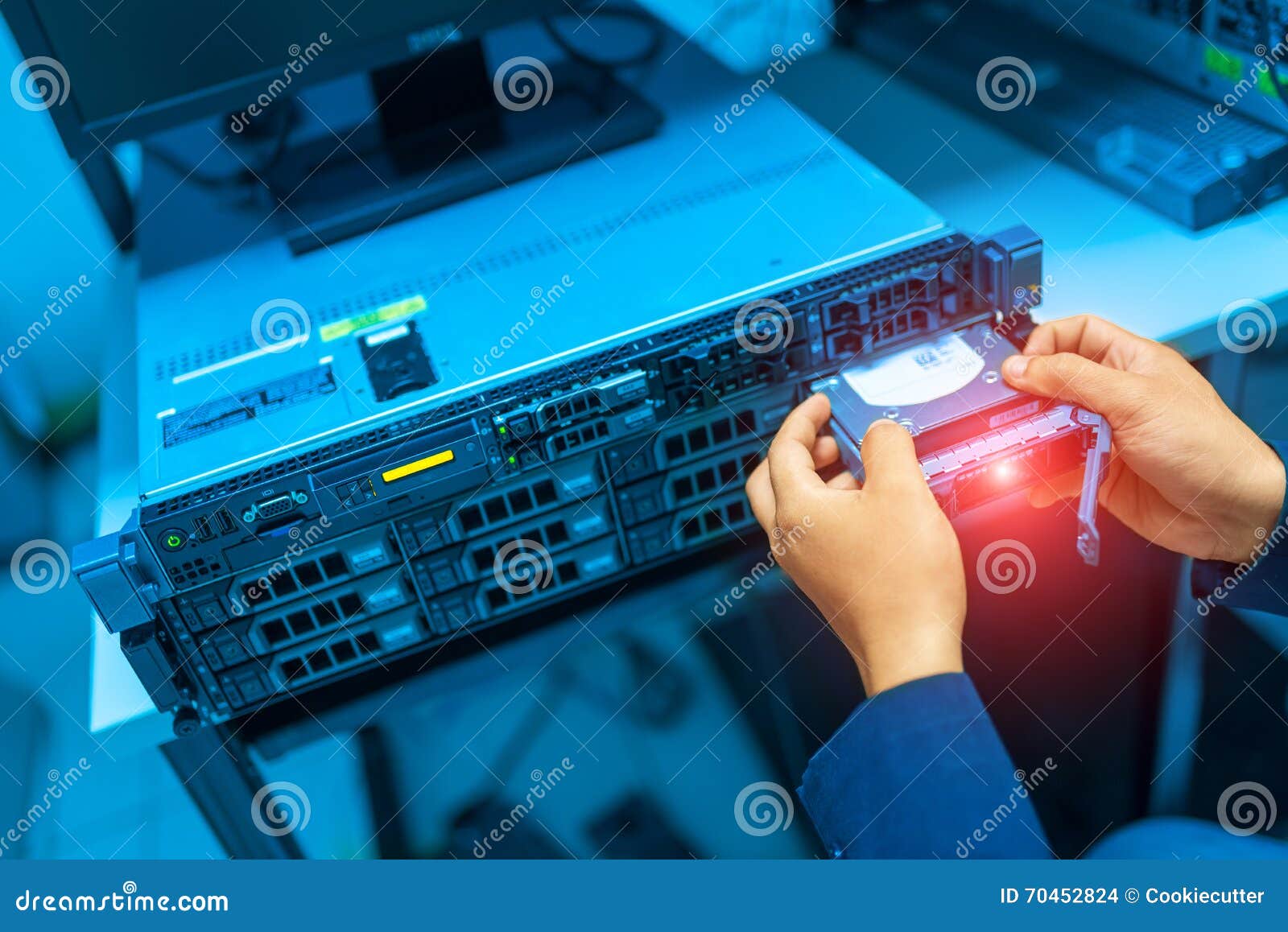 Man Fix Server Network in Data Center Room Stock Photo - Image of ...