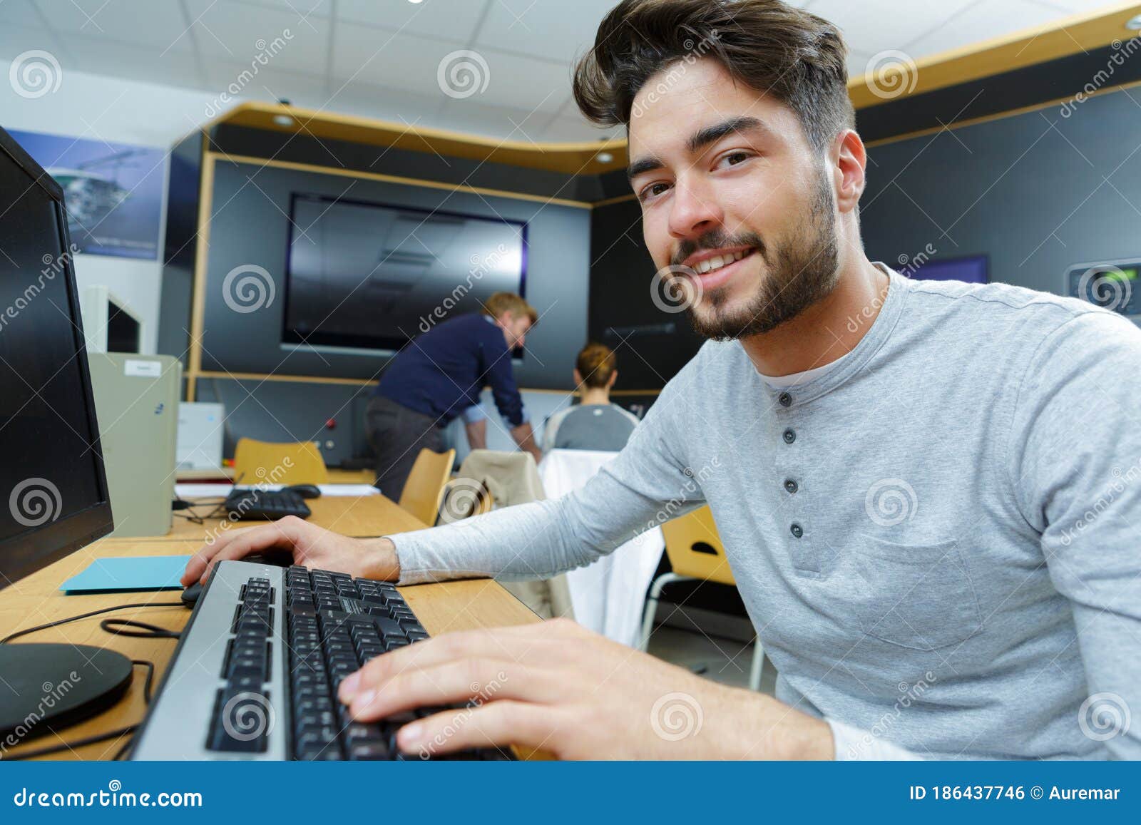 Man Fix System Unit Computer Device Stock Photo - Image of toner ...