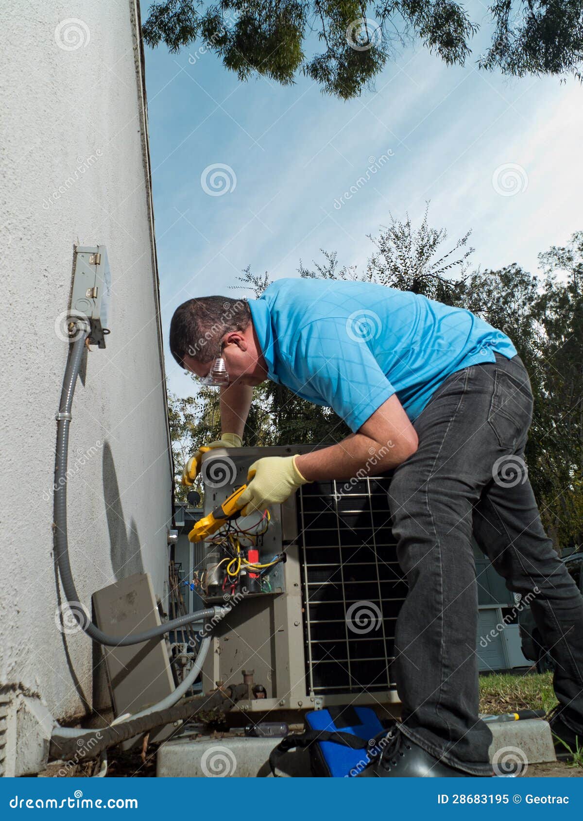 Man fixing stock image. Image of tool, aircon, forties - 28683195