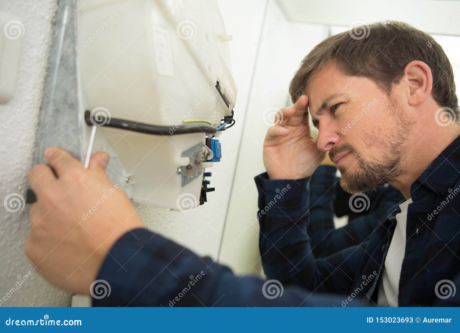 Man fixing cable problem stock image. Image of mechanic - 153023693
