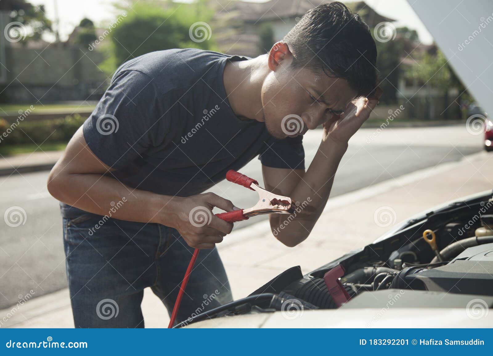 Man fixing a car stock image. Image of coolant, opening - 183292201