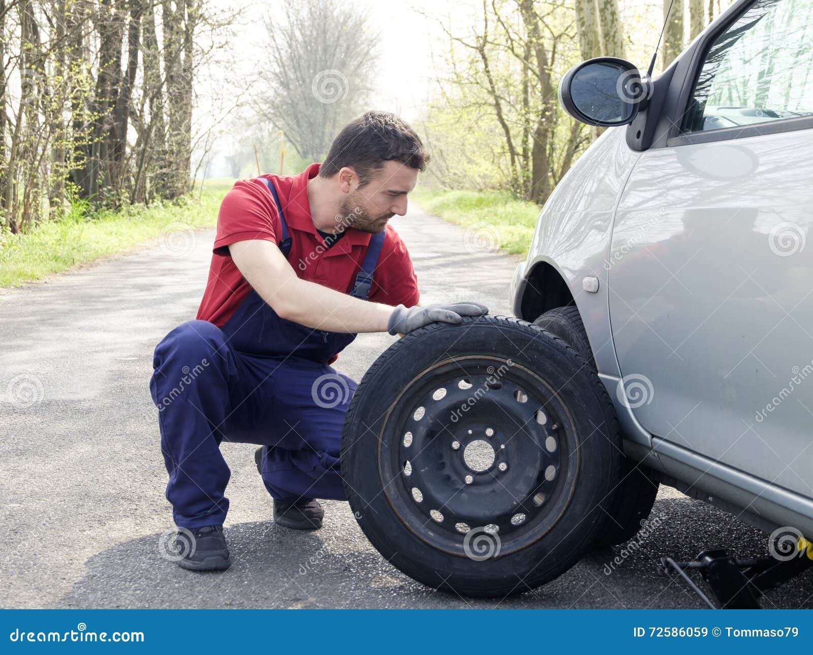 Man Fixing a Car Problem after Vehicle Breakdown Stock Image - Image of ...