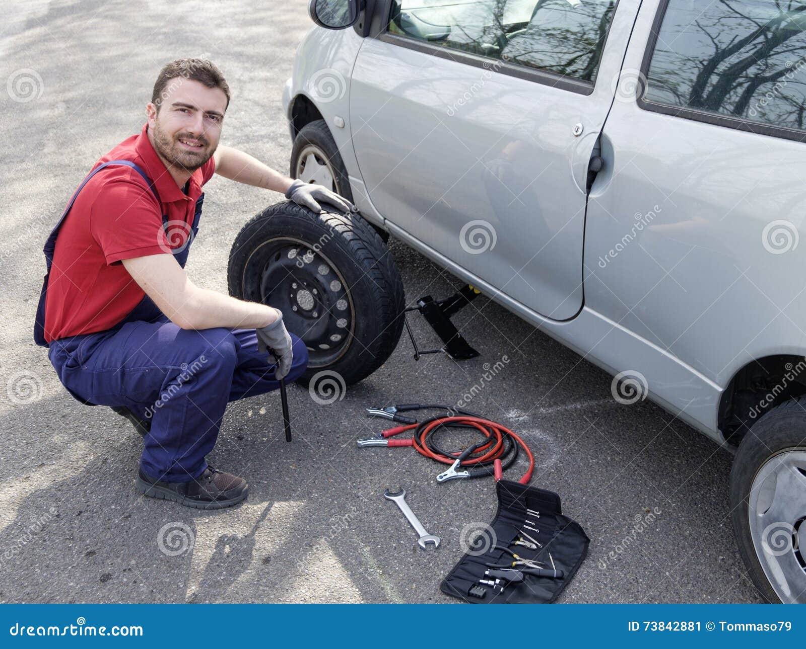 Man Fixing a Car Problem after Vehicle Breakdown Stock Image - Image of ...