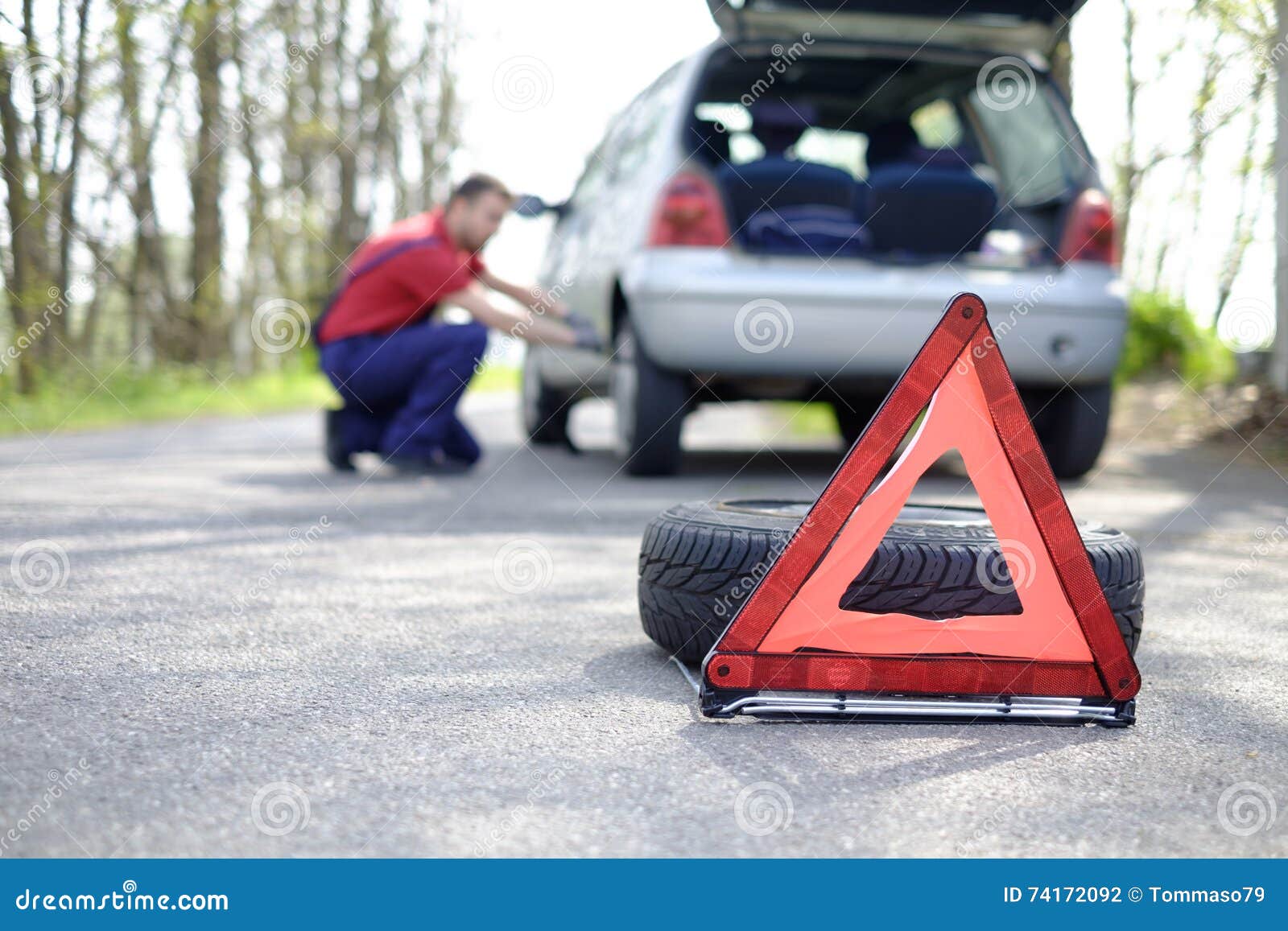 Man fixing a car problem stock photo. Image of accident - 74172092